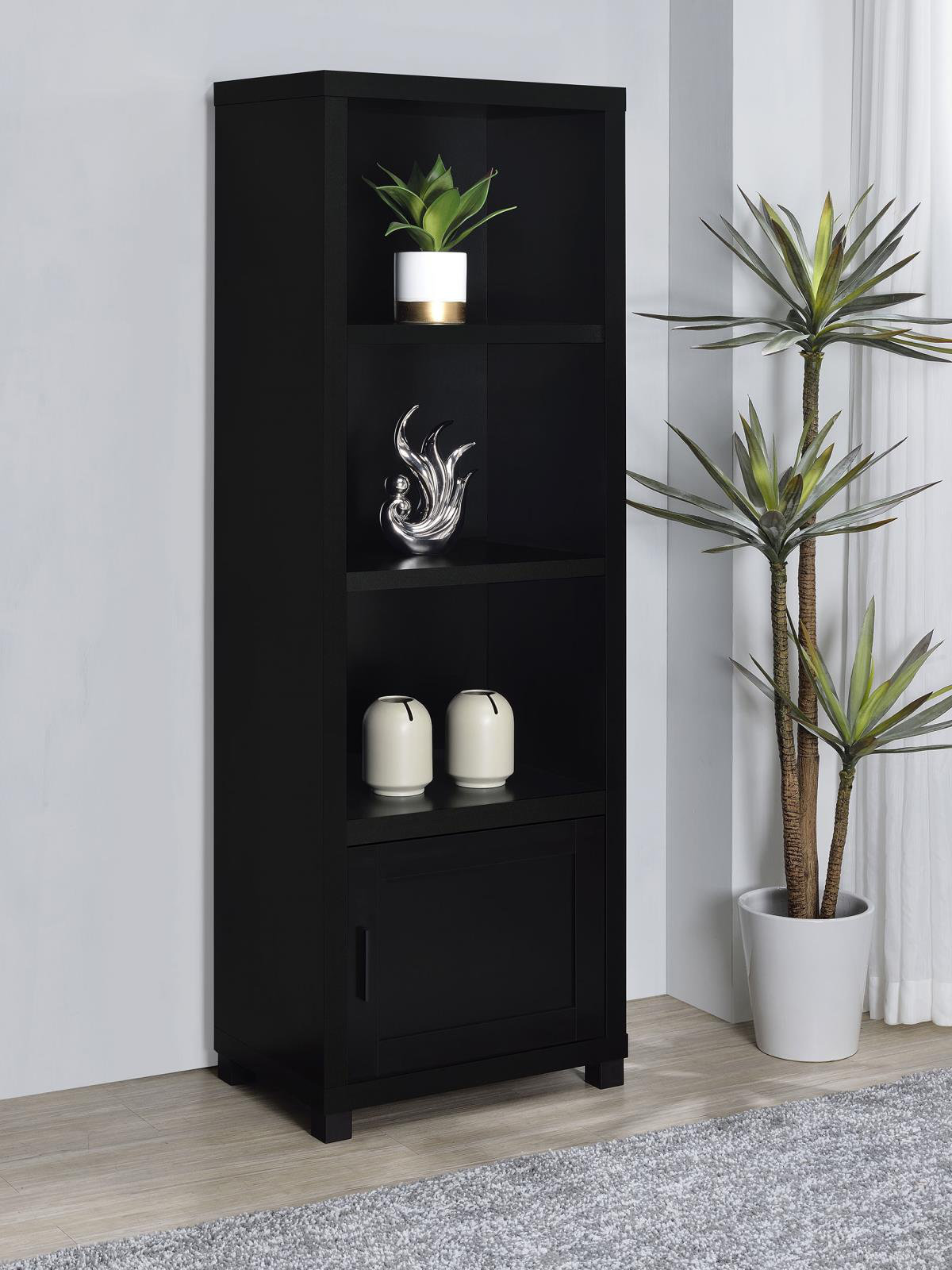 Latitude Run® Jupiter 3-shelf Media Tower Bookcase with Storage Cabinet ...