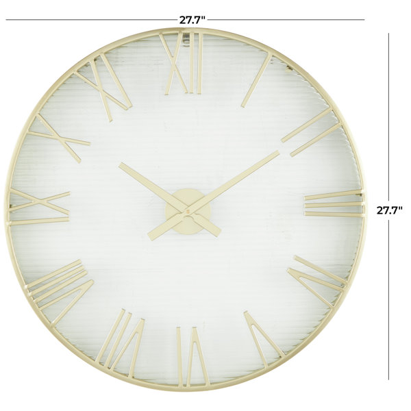 Mercer41 Ozren Metal Decorative Gold Wall Clock with Textured Glass ...