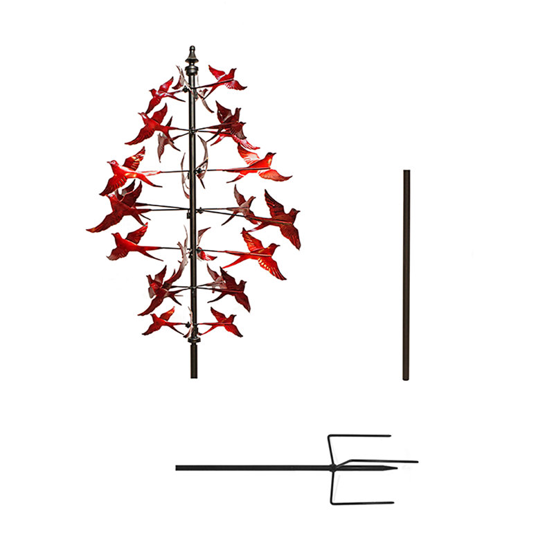 Arlmont & Co. Large Red Cardinal Wind Spinner 3D Metal Bird Sculpture ...