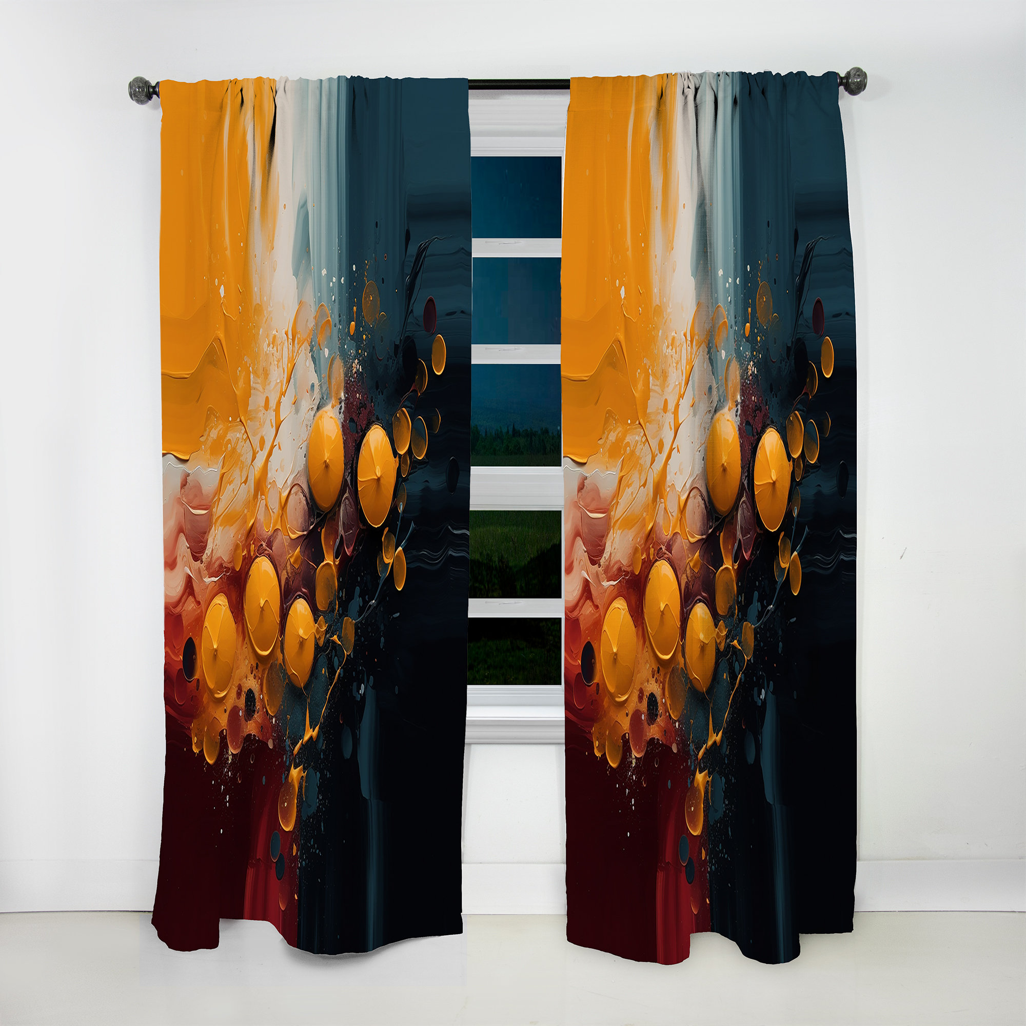 East Urban Home Arina - Dancing With Water III - Modern Curtain - Velvet Room Darkening - 1 ...