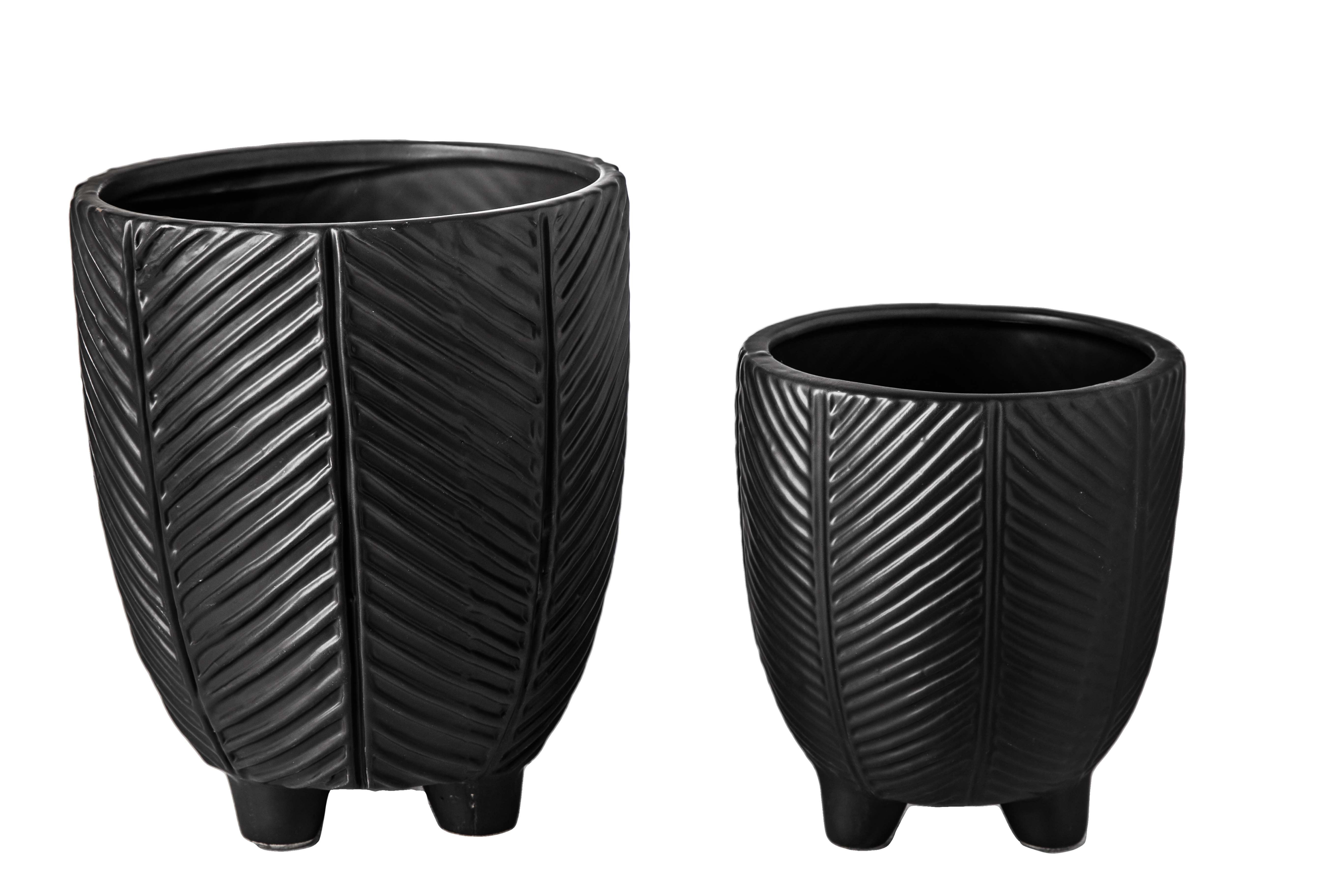 Bay Isle Home™ Ceramic Round Pot with Embossed Chevron Srtipe Pattern ...