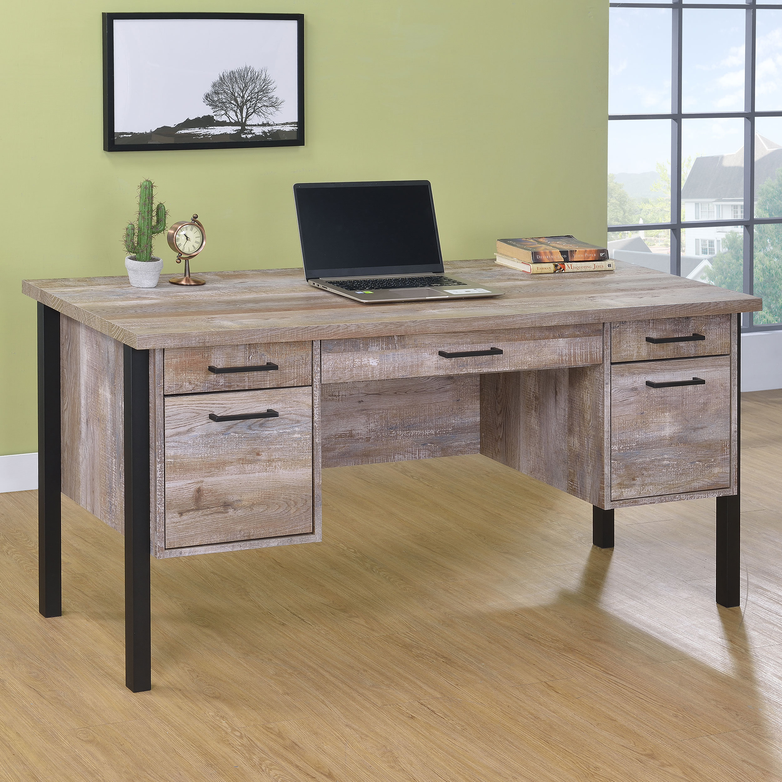 Ebern Designs Samson 60-inch 4-drawer Office Computer Desk Weathered ...