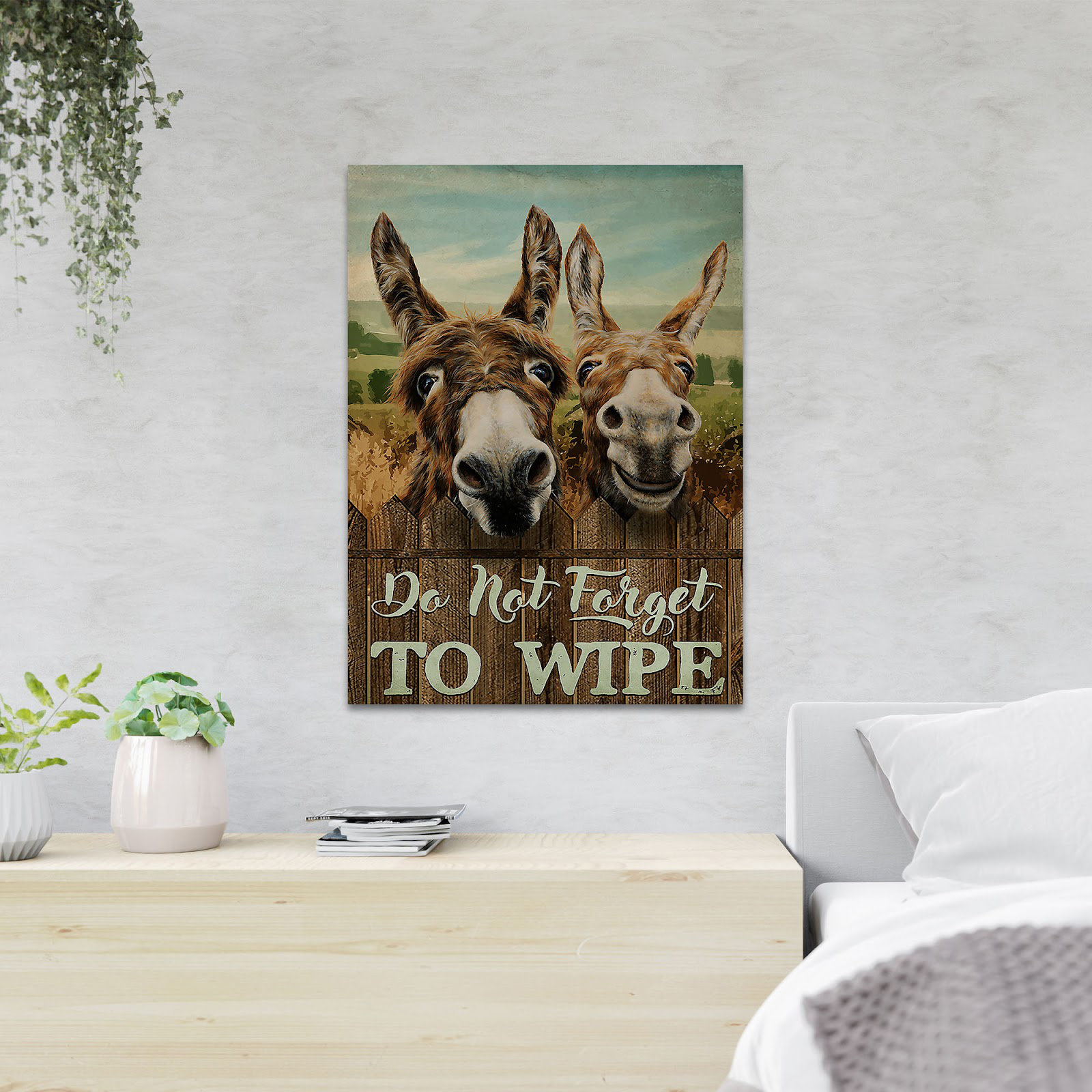 Trinx Two Donkeys Smiling - Do Not Forget To Wipe - 1 Piece Rectangle ...