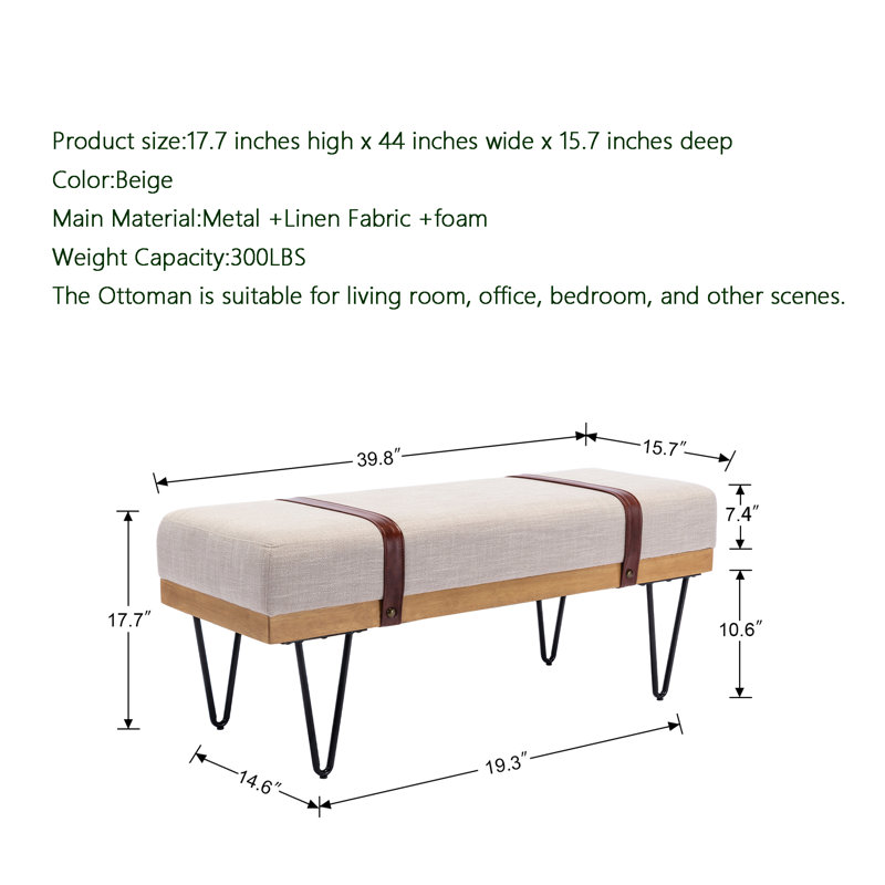 17 Stories 44" Wide Faux Leather Rectangle Footstool Ottoman | Wayfair