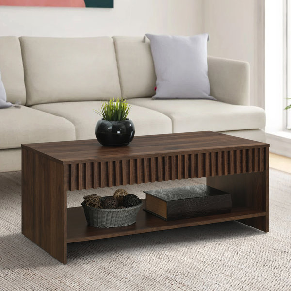Latitude Run® Irwin 39.4" W Mid Century Modern Rectangular Coffee Table ...