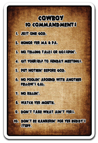 SignMission Cowboy 10 Commandments Sign | Wayfair