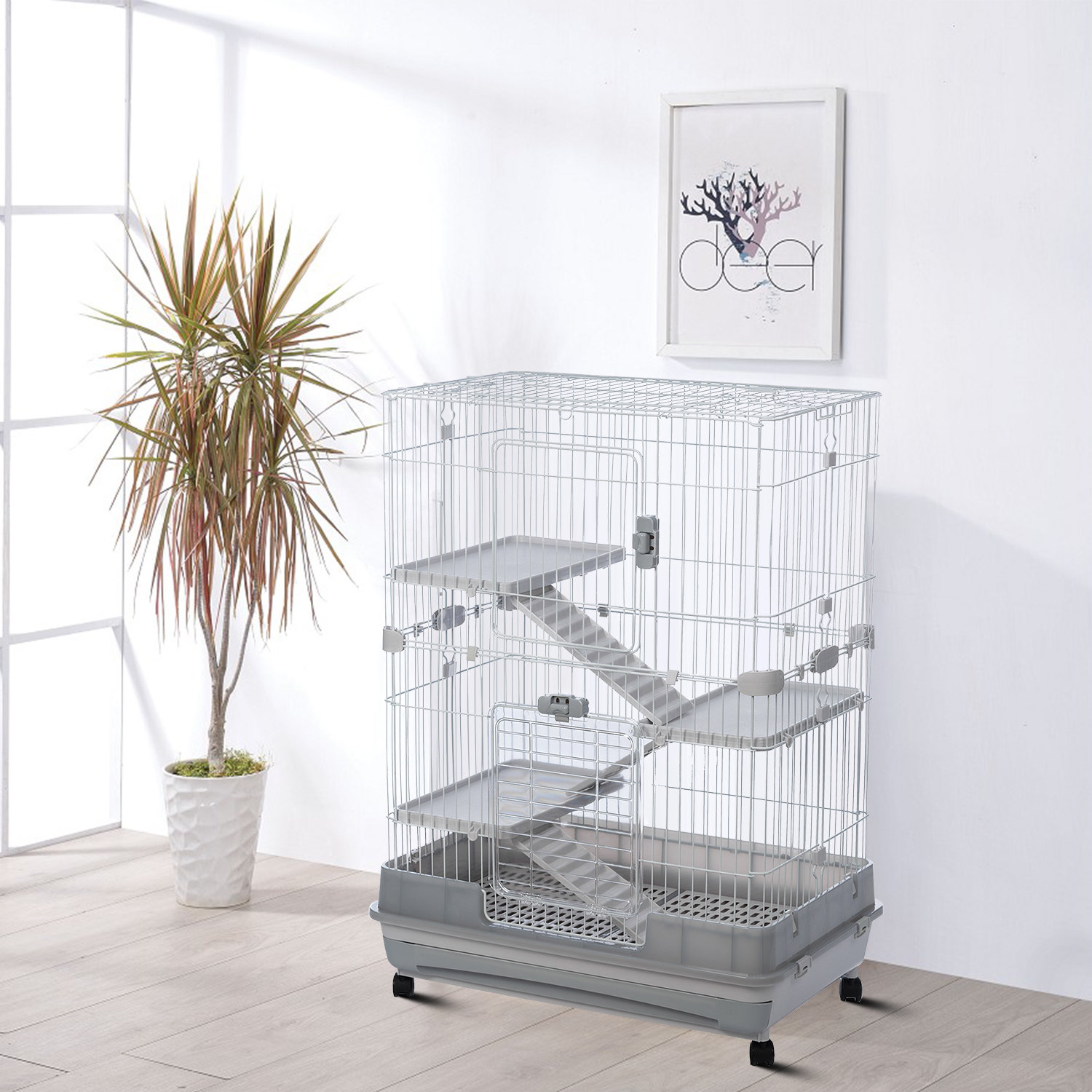 Tucker Murphy Pet™ Modern Simple Metal Animal Cage With Lockable ...