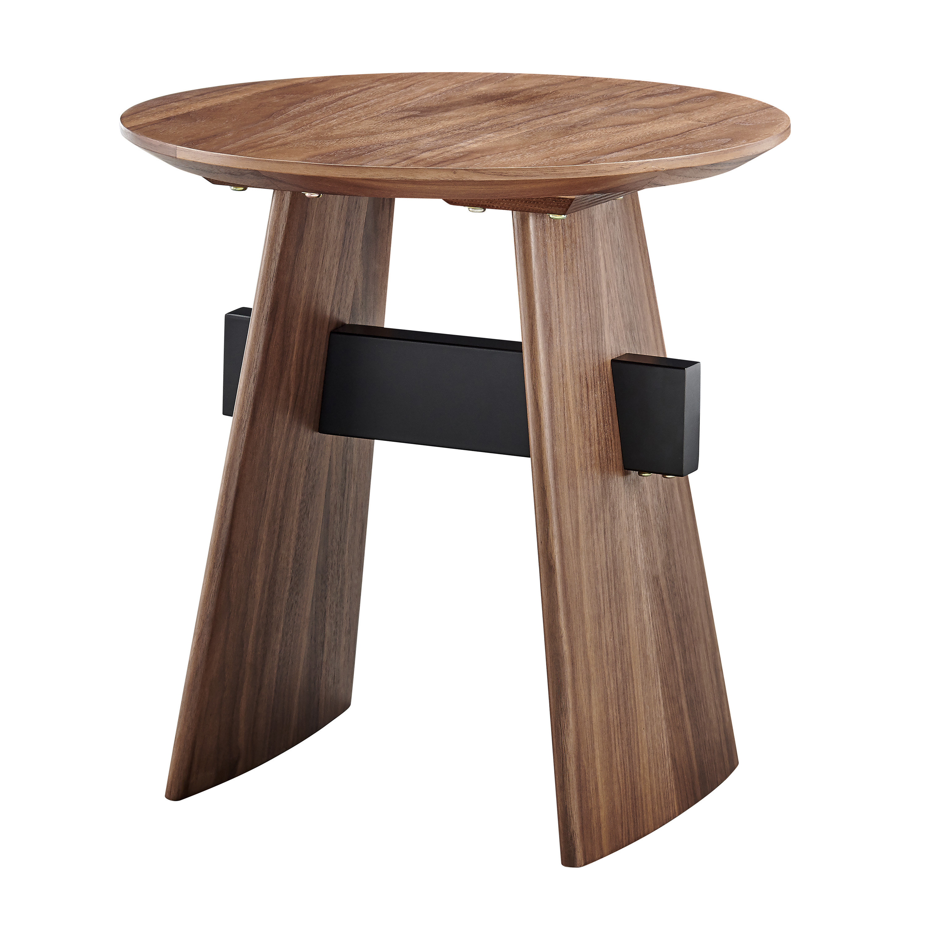 Millwood Pines Didrik Side Table In Walnut With Matte Black Cross Bar ...