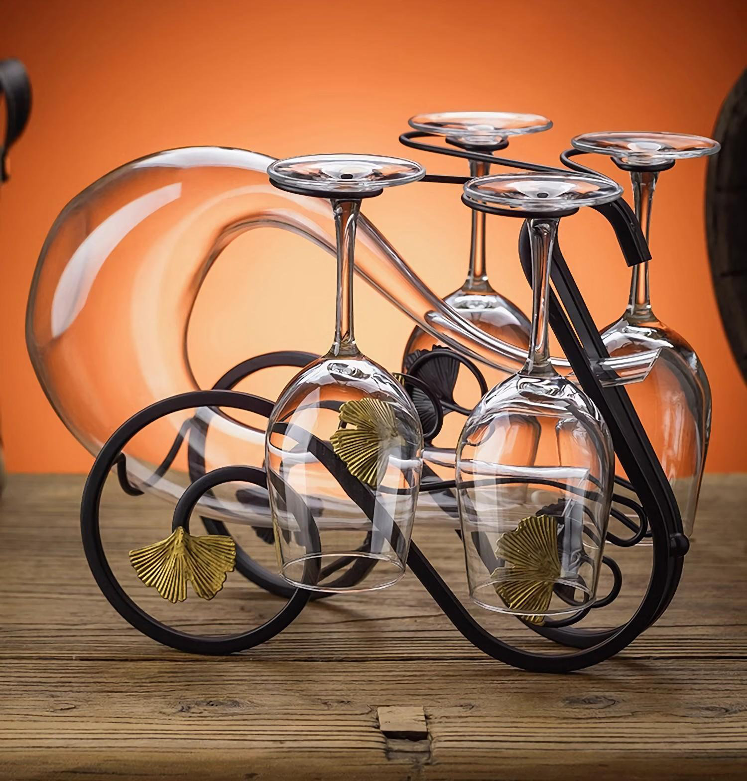 Rosdorf Park Swirl Swan Hanging Wine Glass And Decanter Rack, Space ...