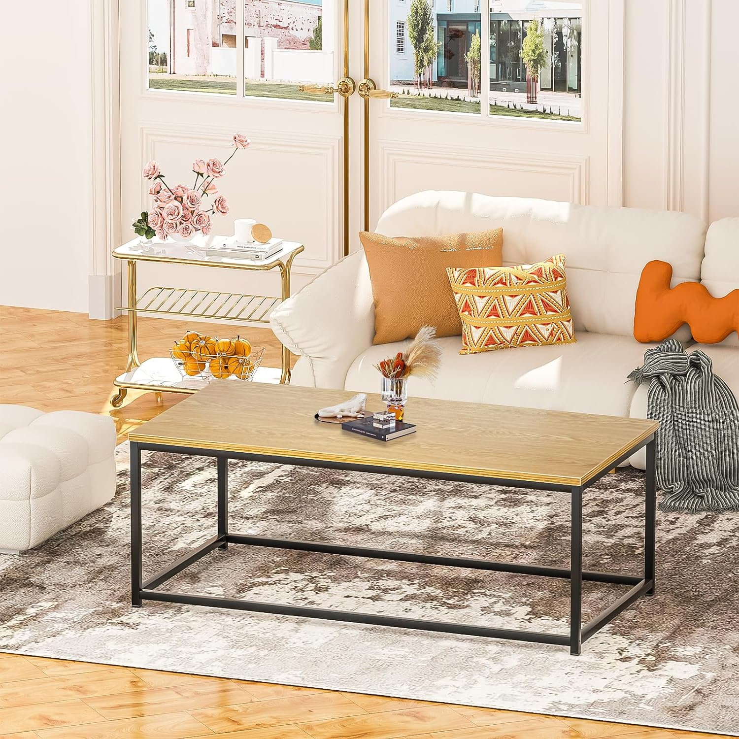 Ebern Designs Modern Industrial Table - Rustic Accent Minimalist w ...