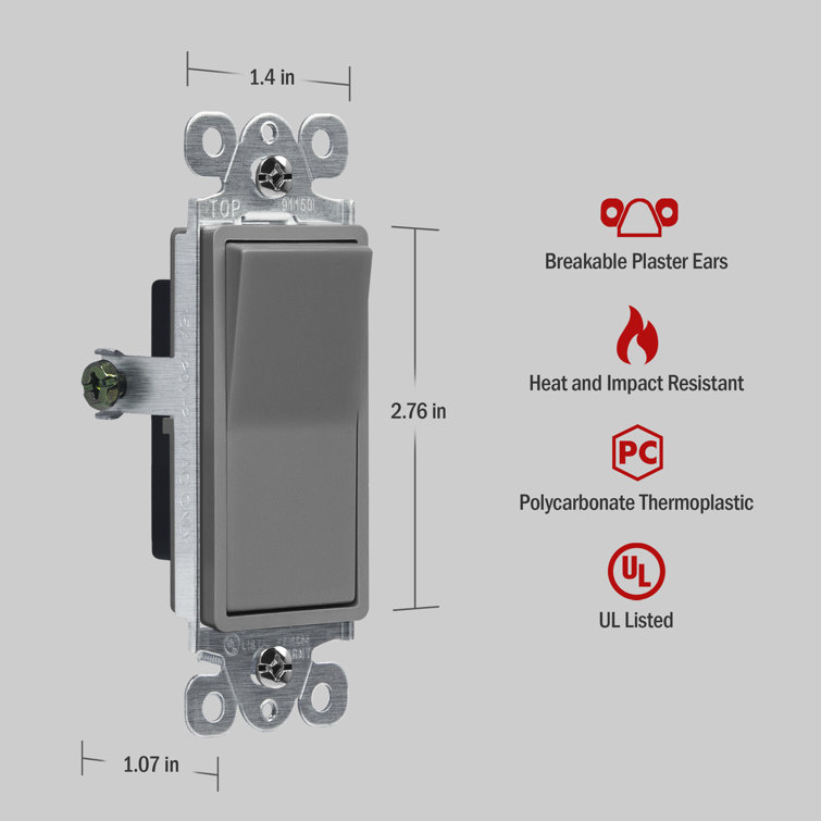 Enerlites 15 Amps Tamper Resistant Single Pole Rocker Light Switch ...