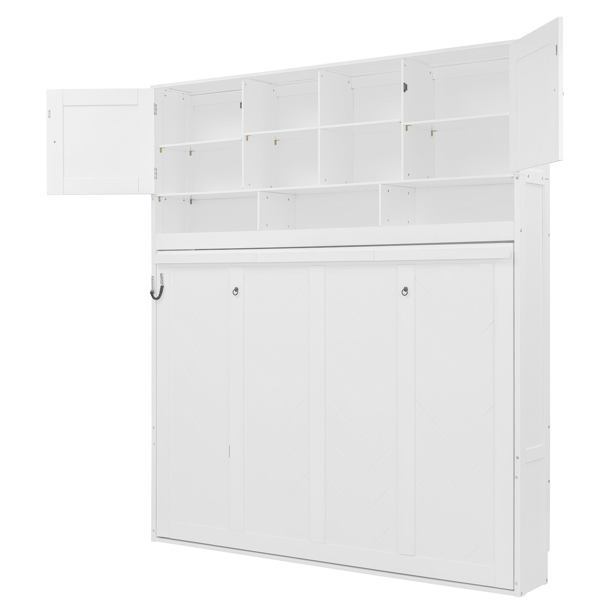 Longshore Tides Queen Size Wall-Mounted Murphy Bed with Ample Storage ...