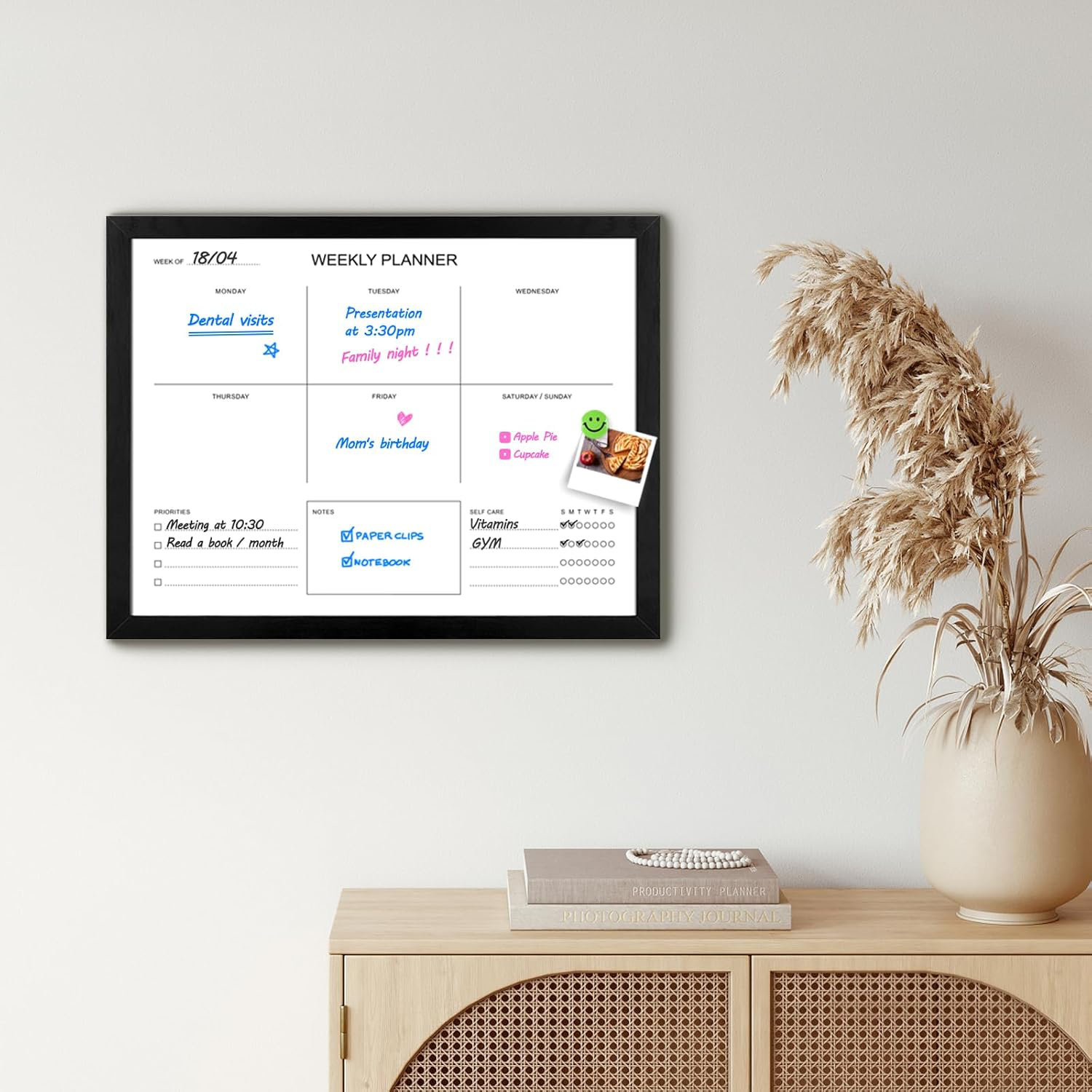 Latitude Run® Dry Erase Board Weekly Planner, 17"X13" Magnetic Surface ...