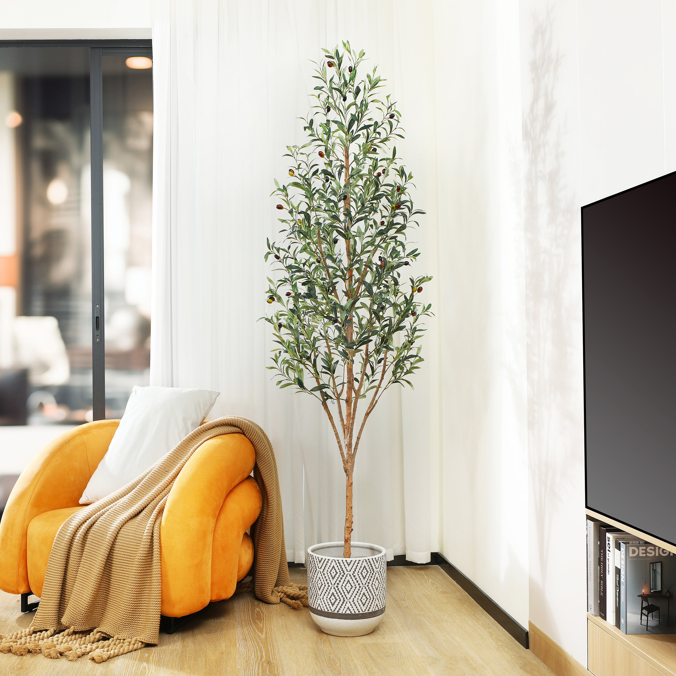 Primrue Adcock Artificial Olive Tree in Pot with Realistic Leave and ...