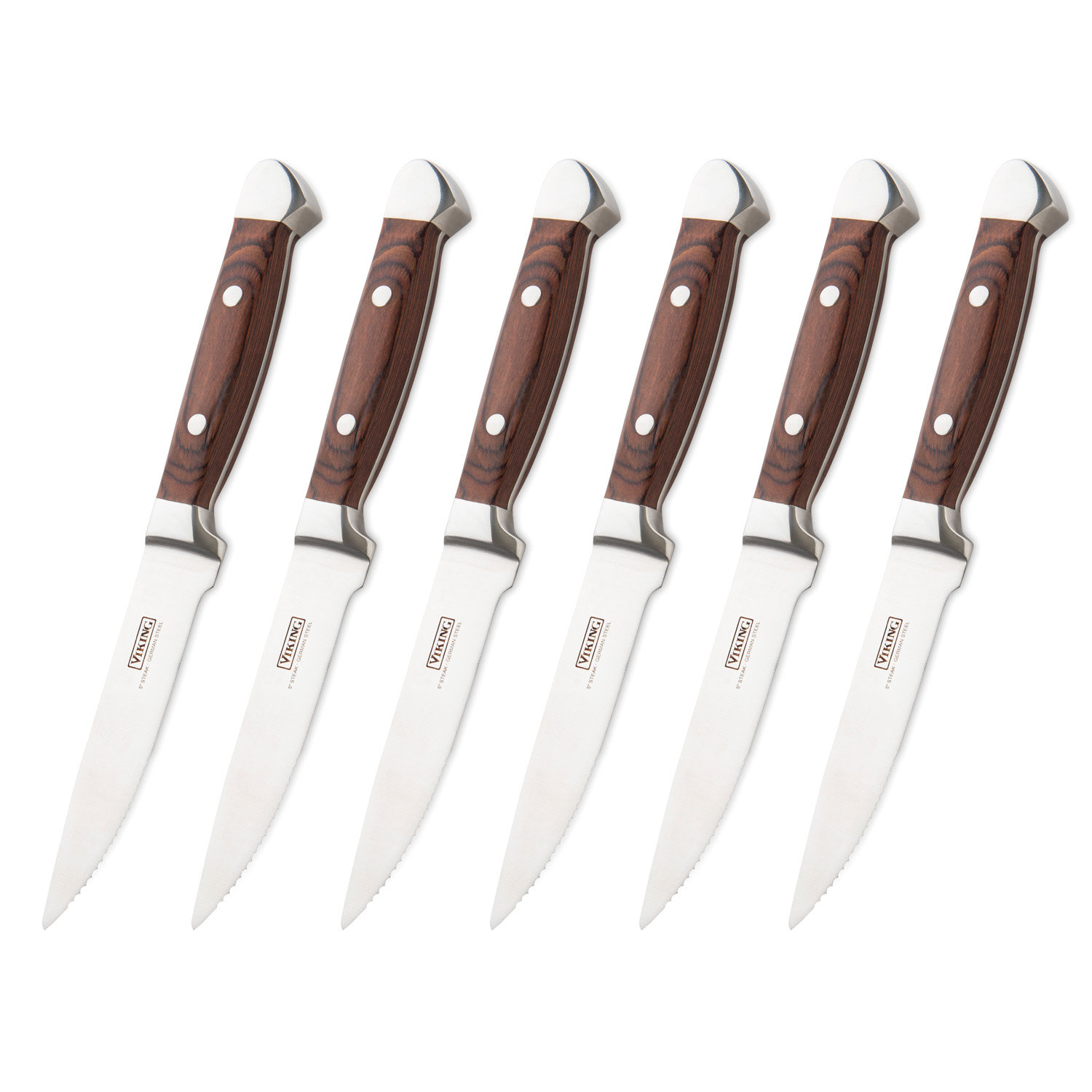 Viking Steakhouse Pakka Wood 6-Piece Steak Knife Set with Wooden Box ...