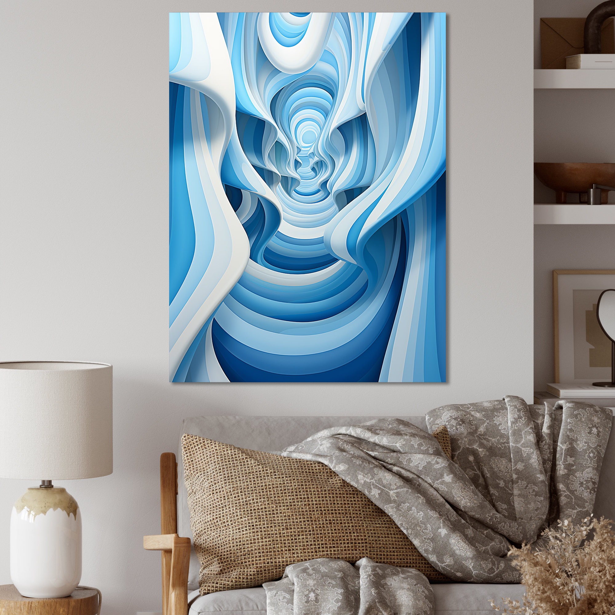Ivy Bronx Op Art Blue Focus III - Print | Wayfair