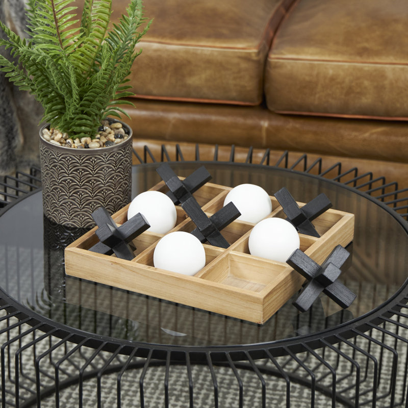 Cole & Grey Wood Dimensional Tic Tac Toe Decor Brown Game Set with 3D ...