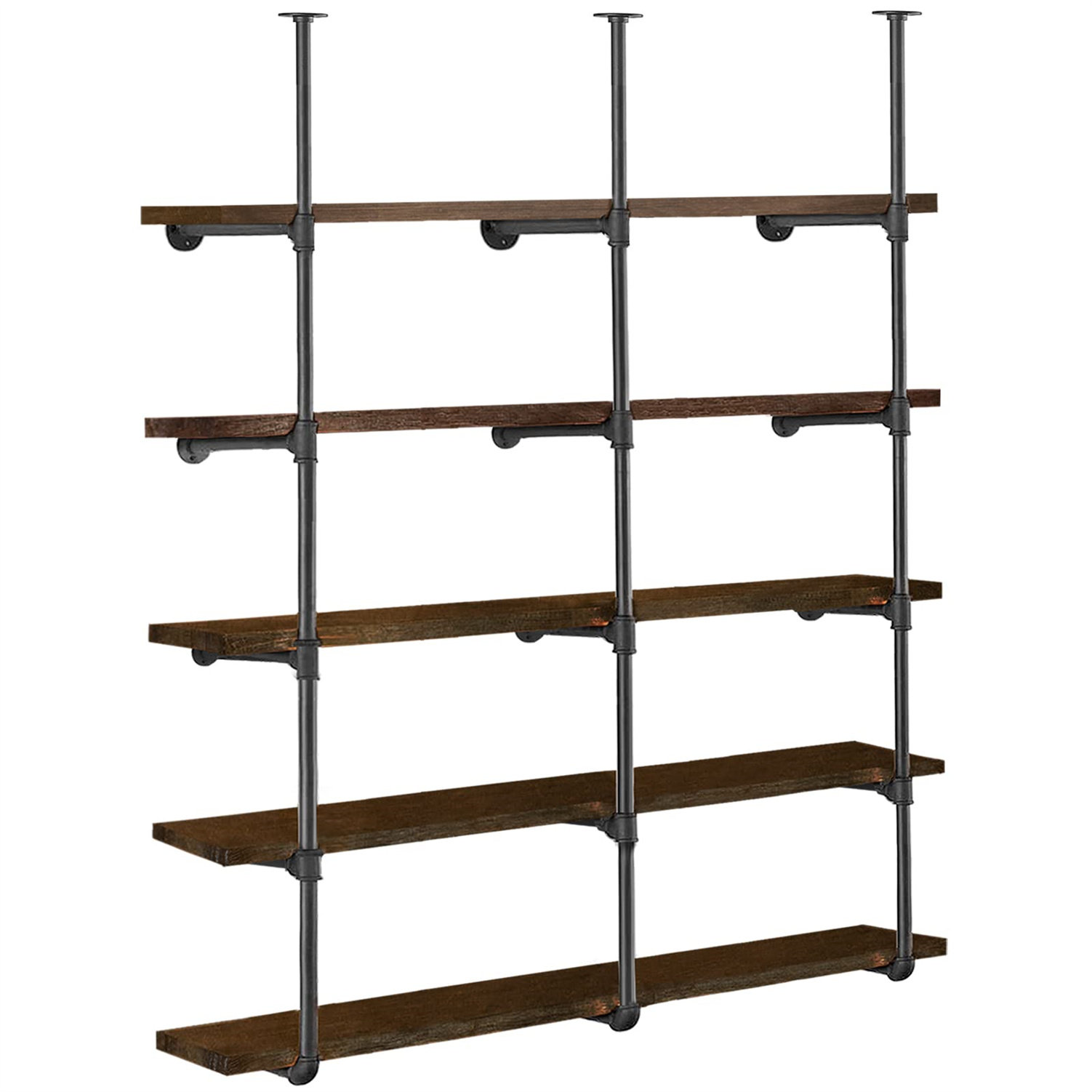 Sigrena 5 Tier Farmhouse D.I.Y Iron Pipe Shelf Wall Mount Open ...