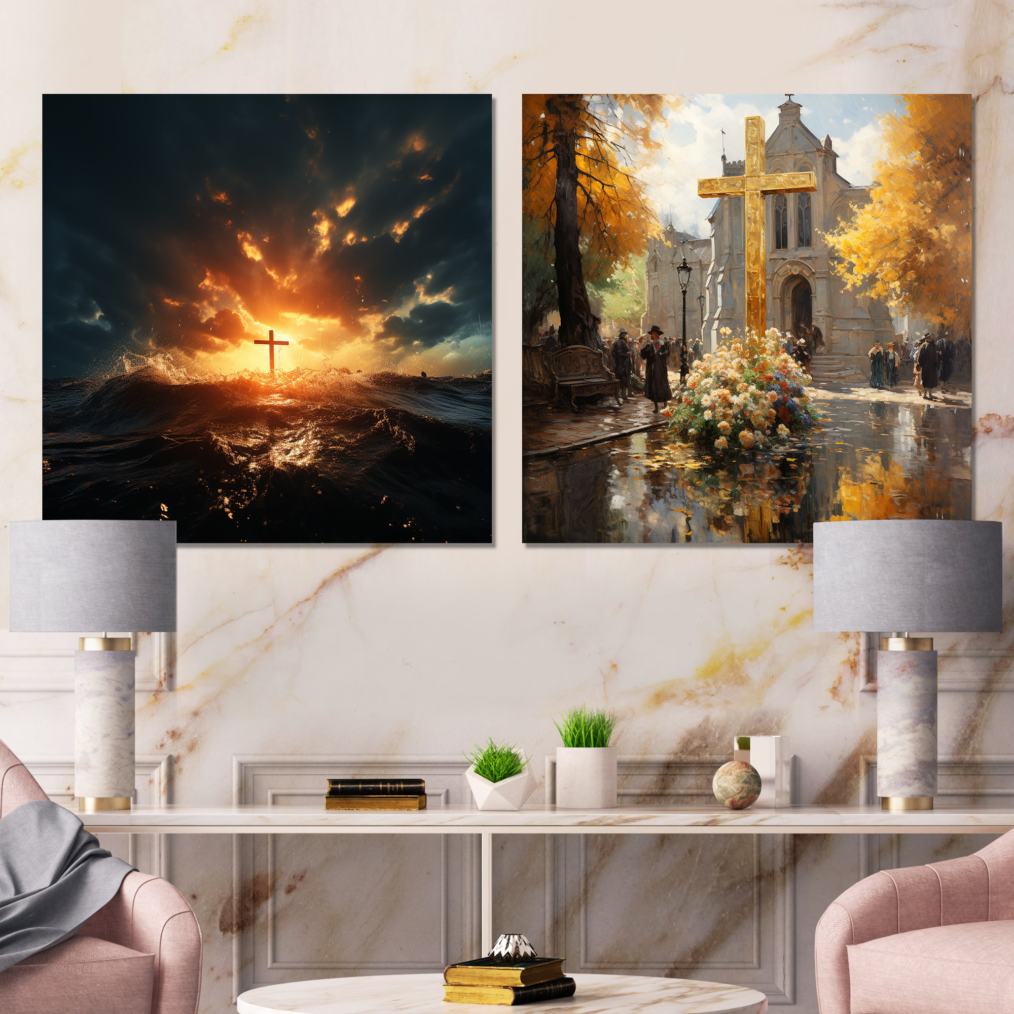 Lark Manor™ Heavenly Cross Christian Symbolism I - Christianity Wall ...