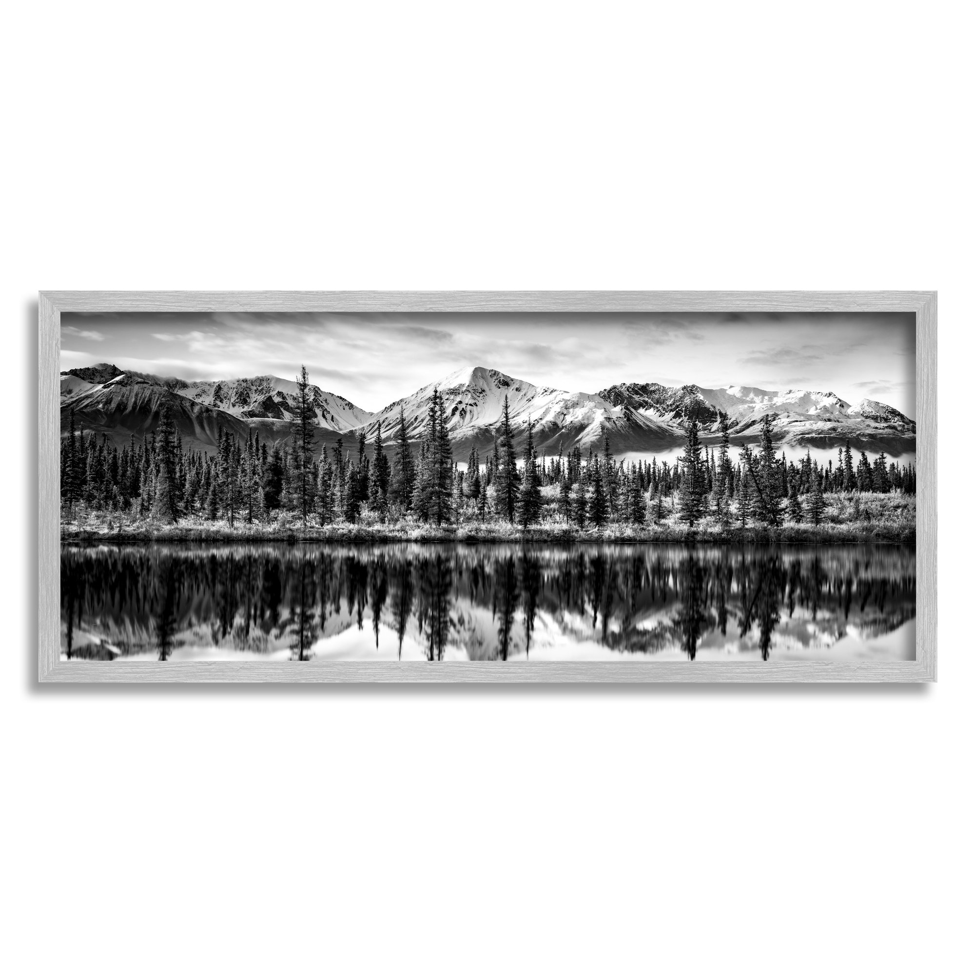 Stupell Industries Monochrome Lake Reflection Framed Giclee Art by ...