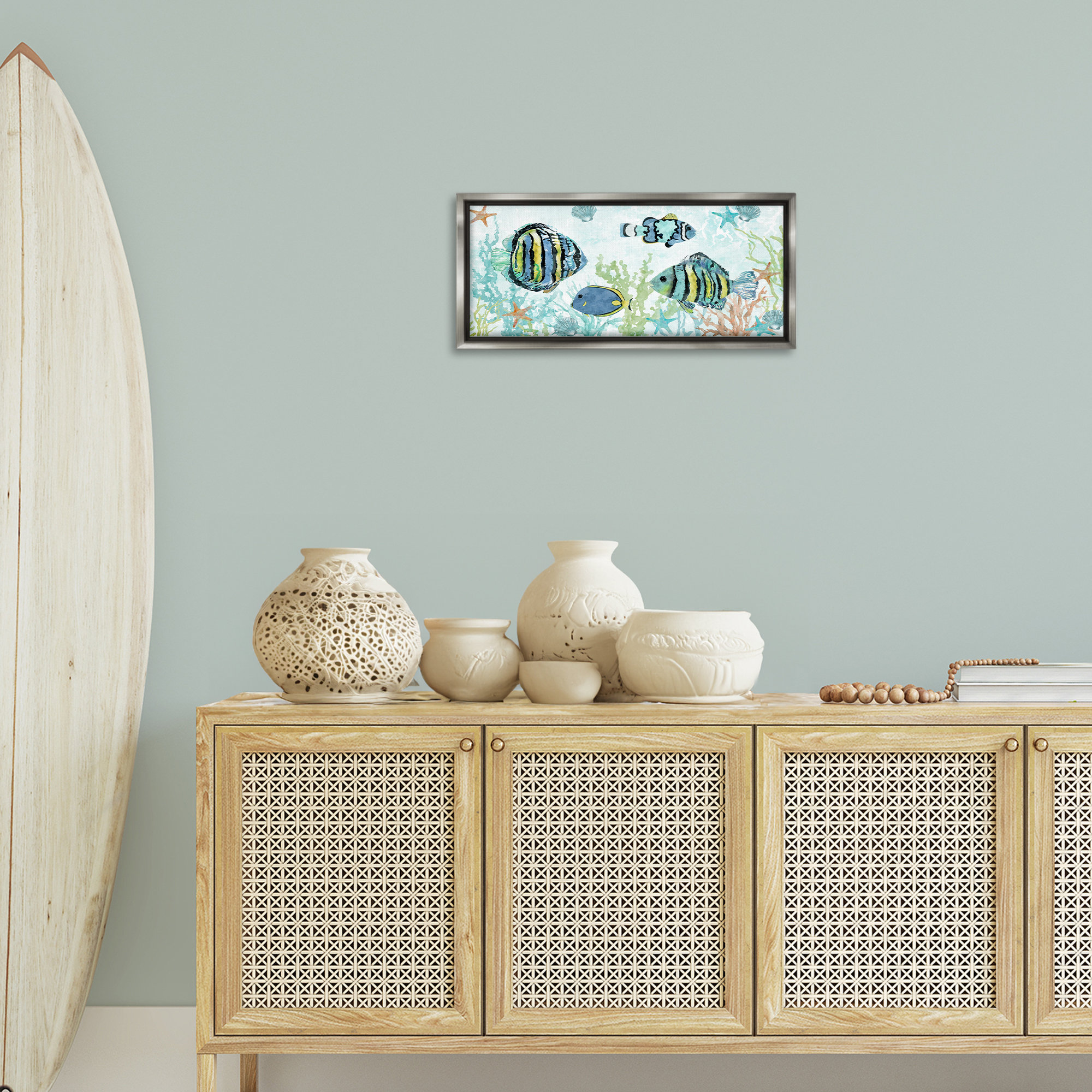 Highland Dunes Various Fish Underwater Framed Floater Canvas Wall Art ...