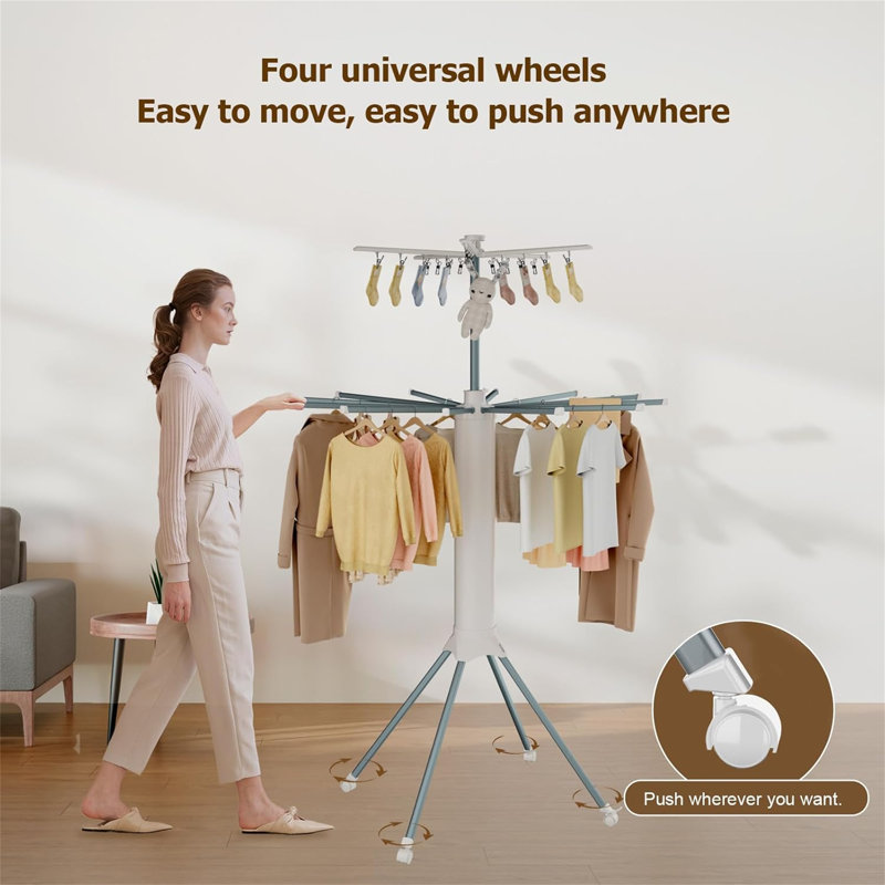 doitbest 2 Tier Octopus Clothes Drying Rack - Foldable With Wheels ...