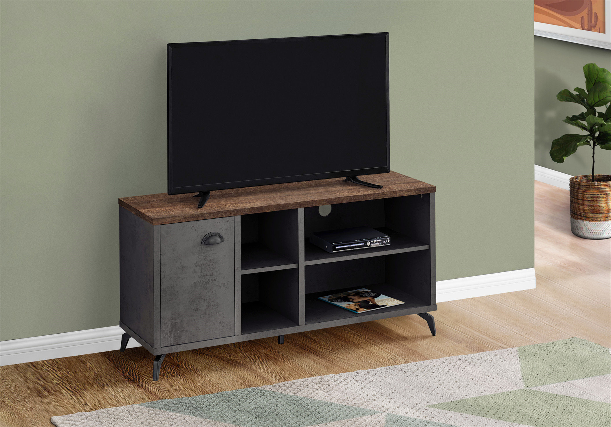 George Oliver Custer Industrial Style TV Stand with Storage, Ideal for ...