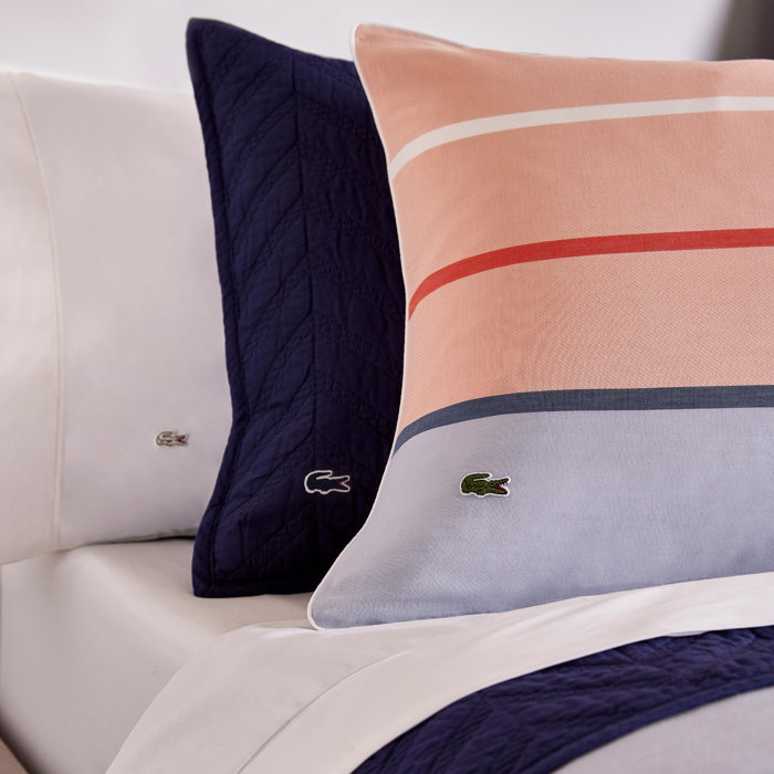 Lacoste Unity Blue/White/Red Standard Cotton 5 Piece Comforter Set ...