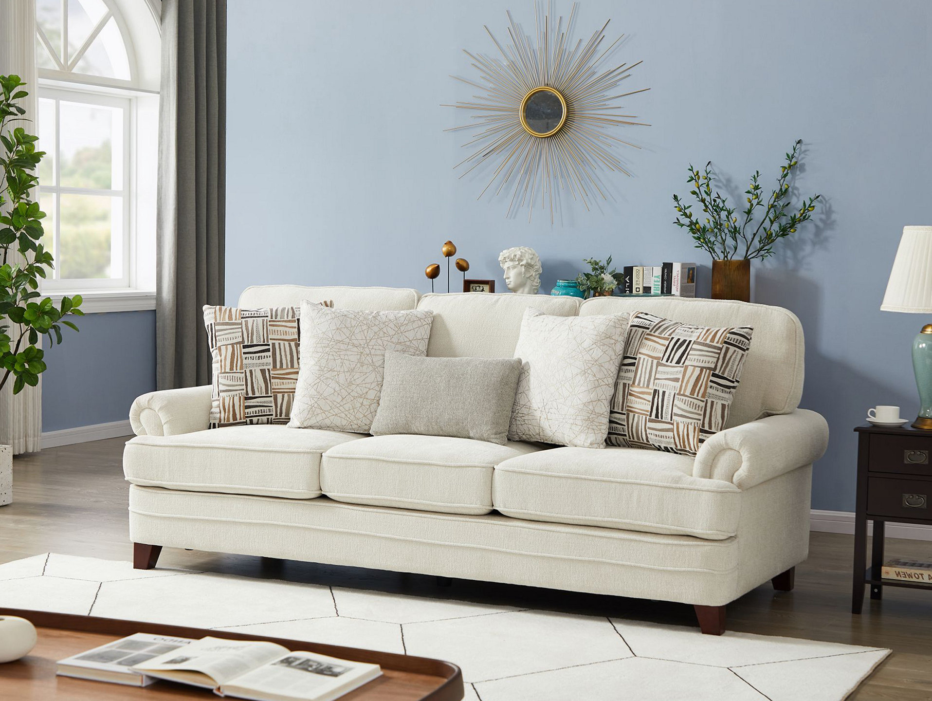 Lark Manor™ Villepinte 89.76'' Chenille Rolled Arm Sofa | Wayfair