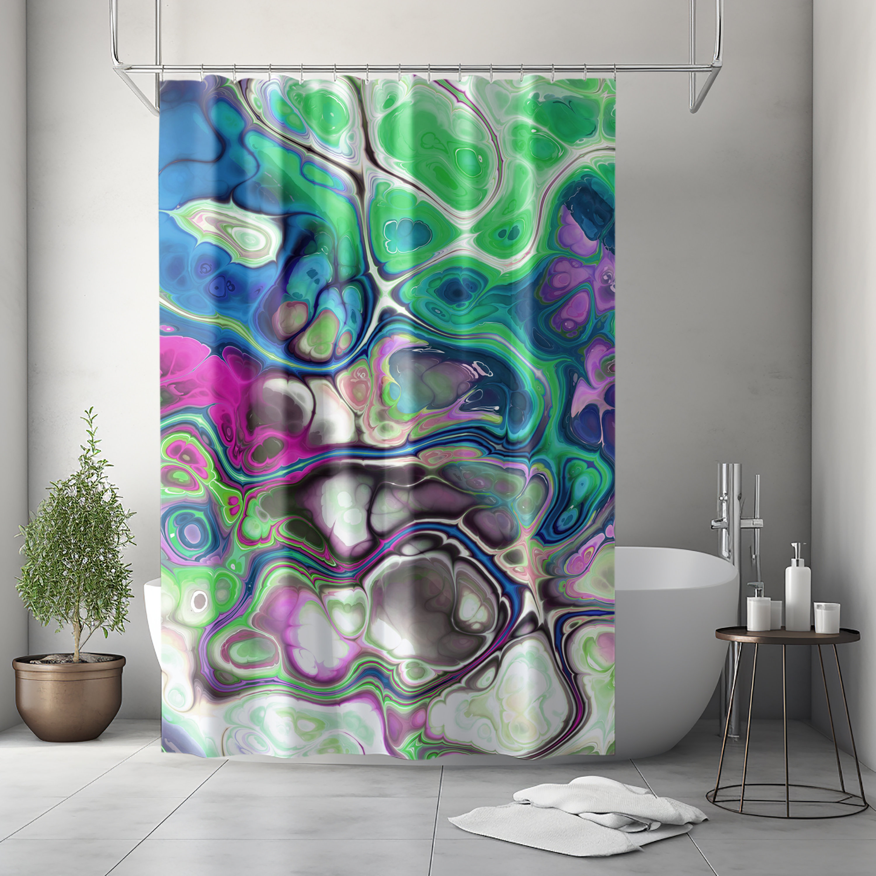 East Urban Home Eraina Marble Shower Curtain | Wayfair