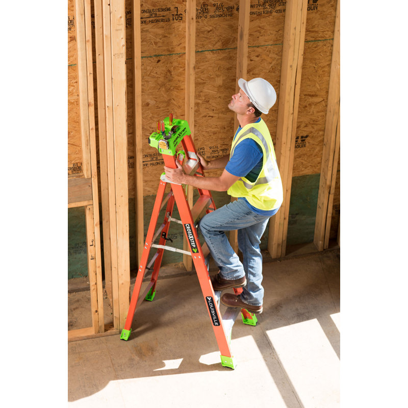 Louisville Ladder 10 ft. Fiberglass Cross Step Ladder with 300 lbs ...