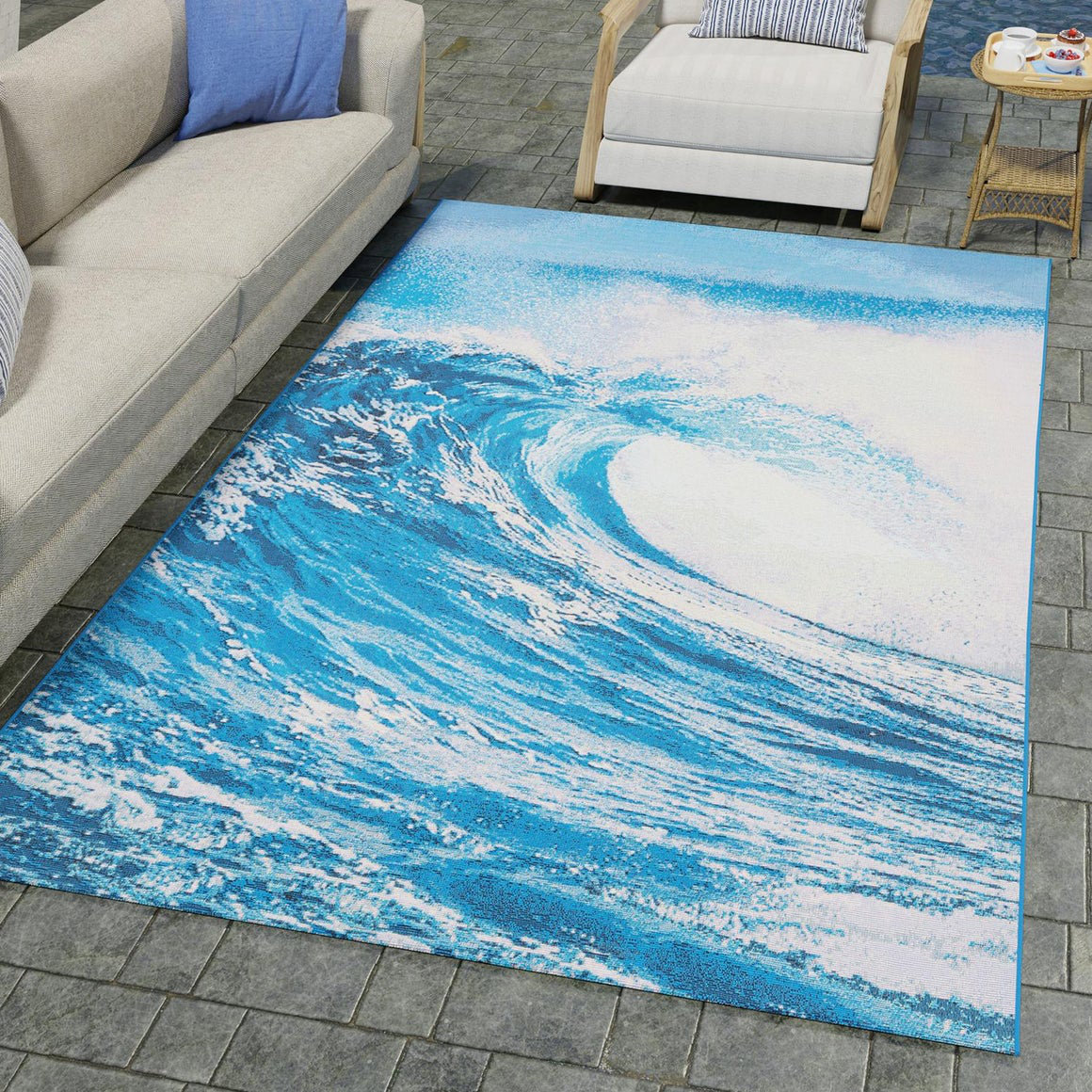 Wrought Studio Blue Wrought Studio™ Waves Keazia Rug - Wayfair Canada