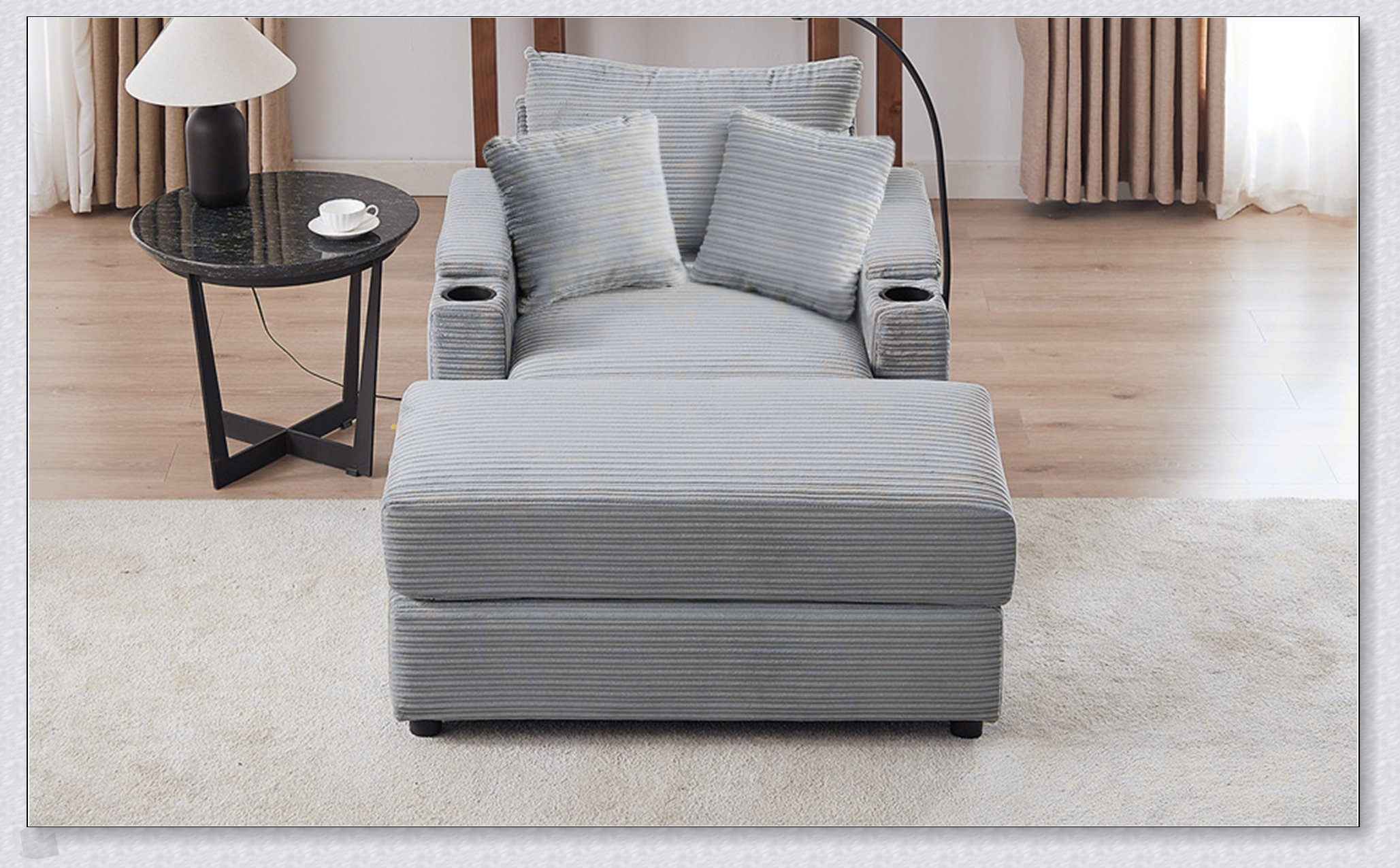 Wrought Studio™ Modern Style Single Sofa With Storage, Movable Ottoman ...