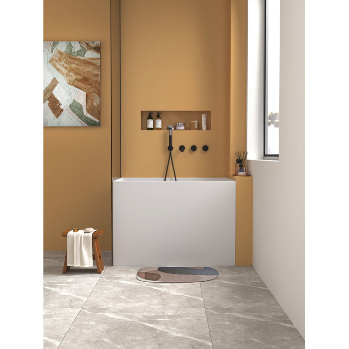 Pensen 47'' x 27.56'' Freestanding Soaking Solid Surface Bathtub | Wayfair