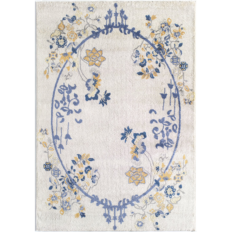 House of Hampton® Valentina Floral Gold Magnolia Area Rug & Reviews ...