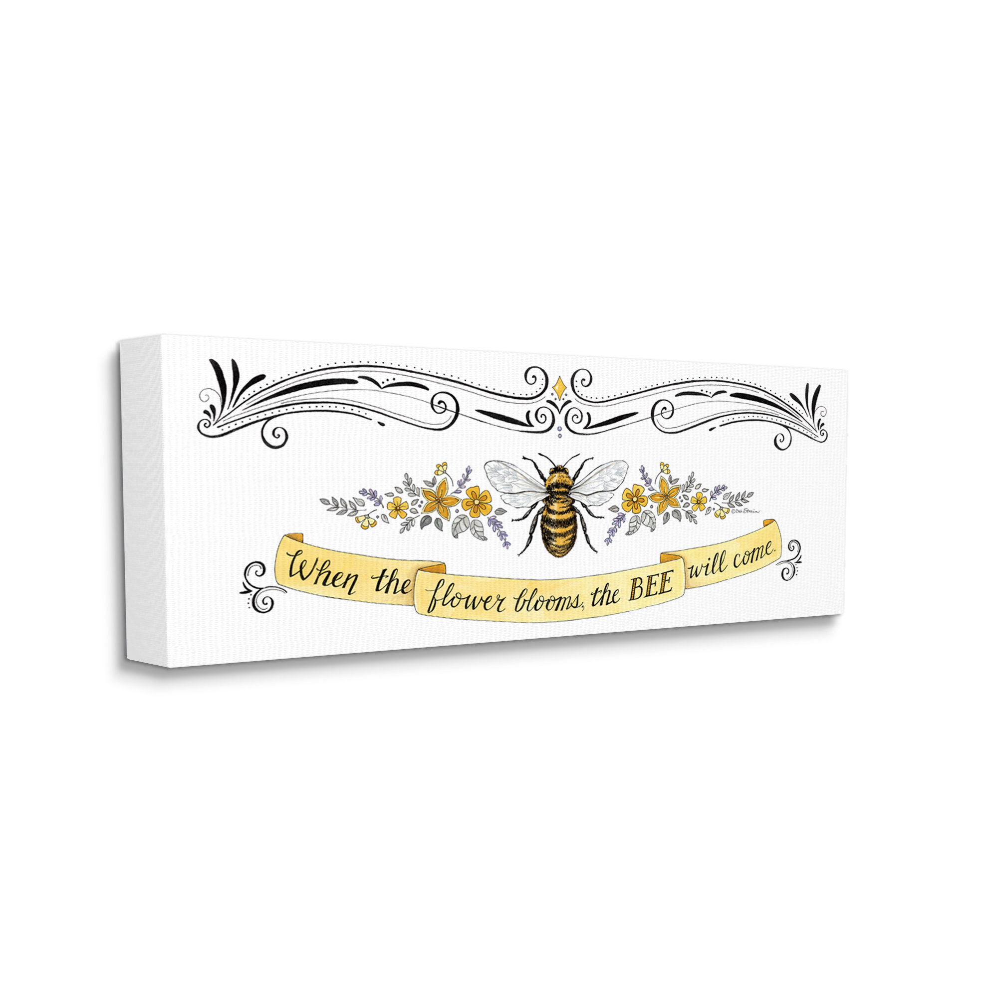 Stupell Industries When The Flower Blooms Honey Bee Banner Quote by Deb ...