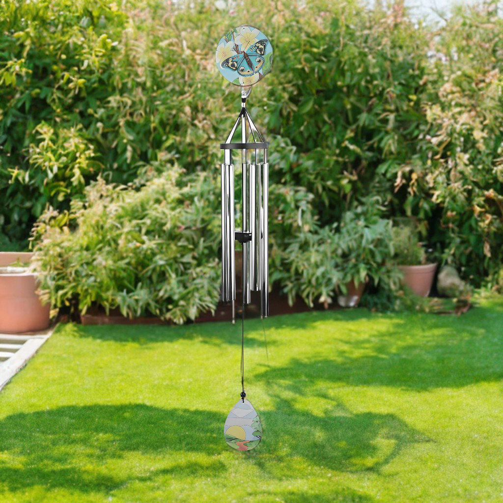 Arlmont & Co. 37" Long Butterfly Glass Wind Chime | Wayfair