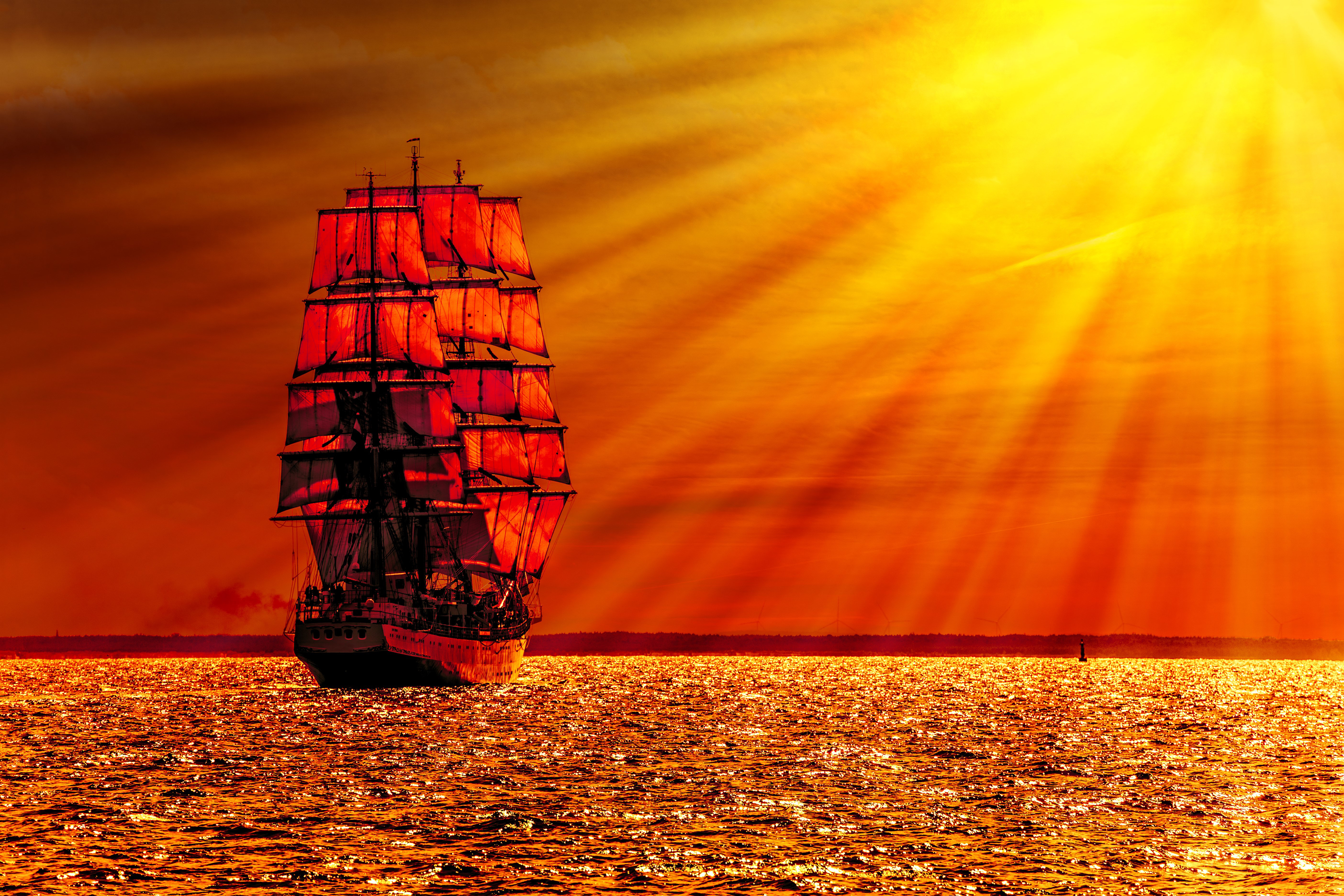 Breakwater Bay Ledjana Sailing Ship On The Sea - Wrapped Canvas ...