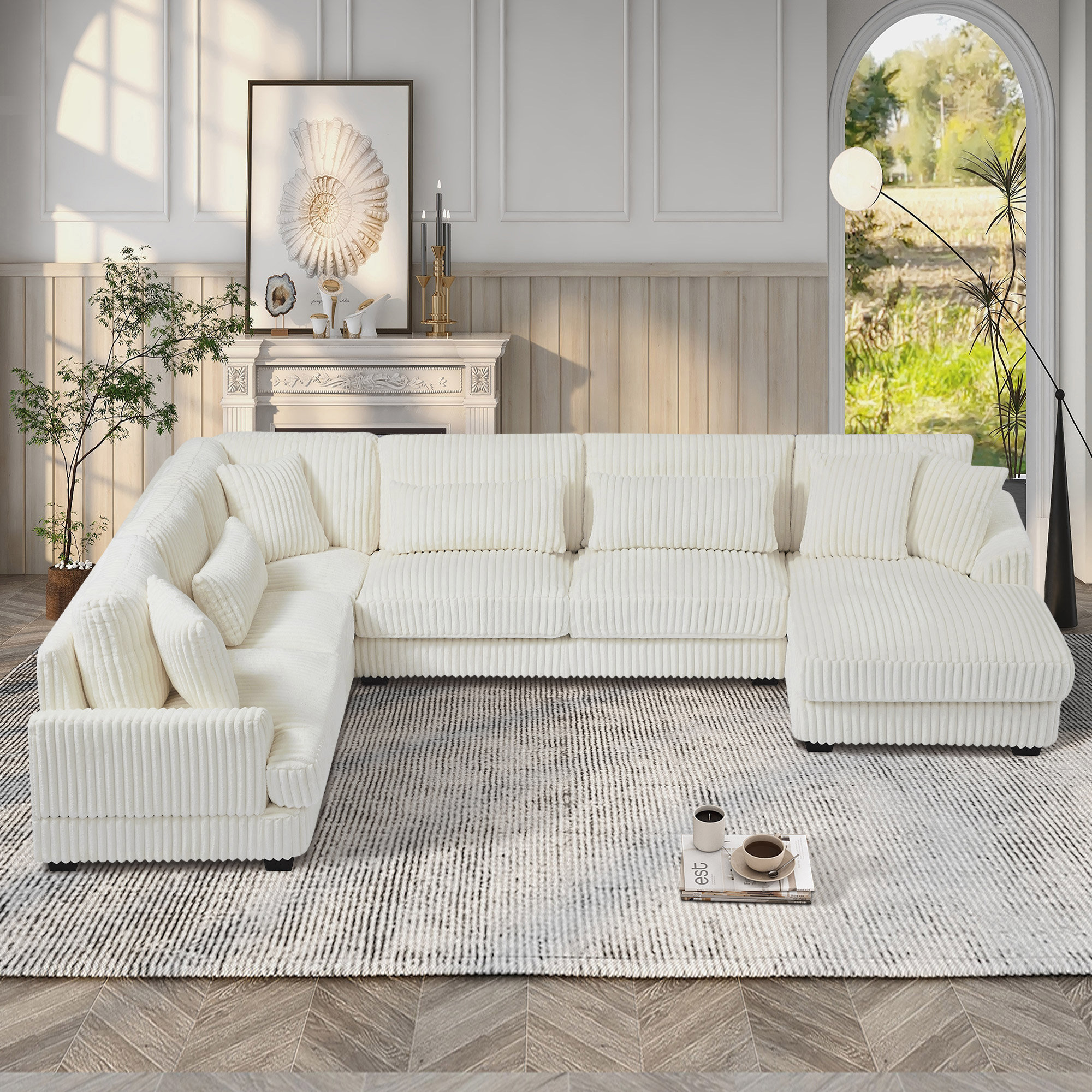 Latitude Run® Elanora 4 - Piece Modular U-shaped Sectional Plush ...