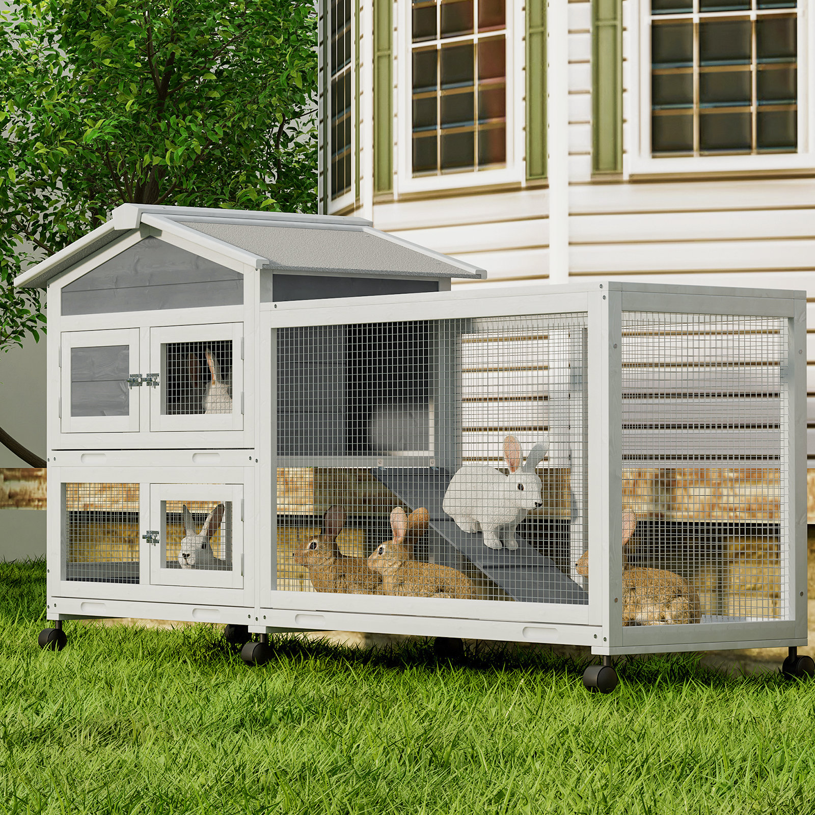 Tucker Murphy Pet™ Ellarae 63.5" Portable Wooden Rabbit Hutch with ...