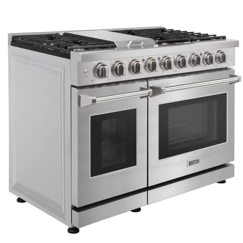 KOSTCH 48" Gas Range with 6 Burners & 1 Griddle Cooktop, Double 4.6 & 2 ...