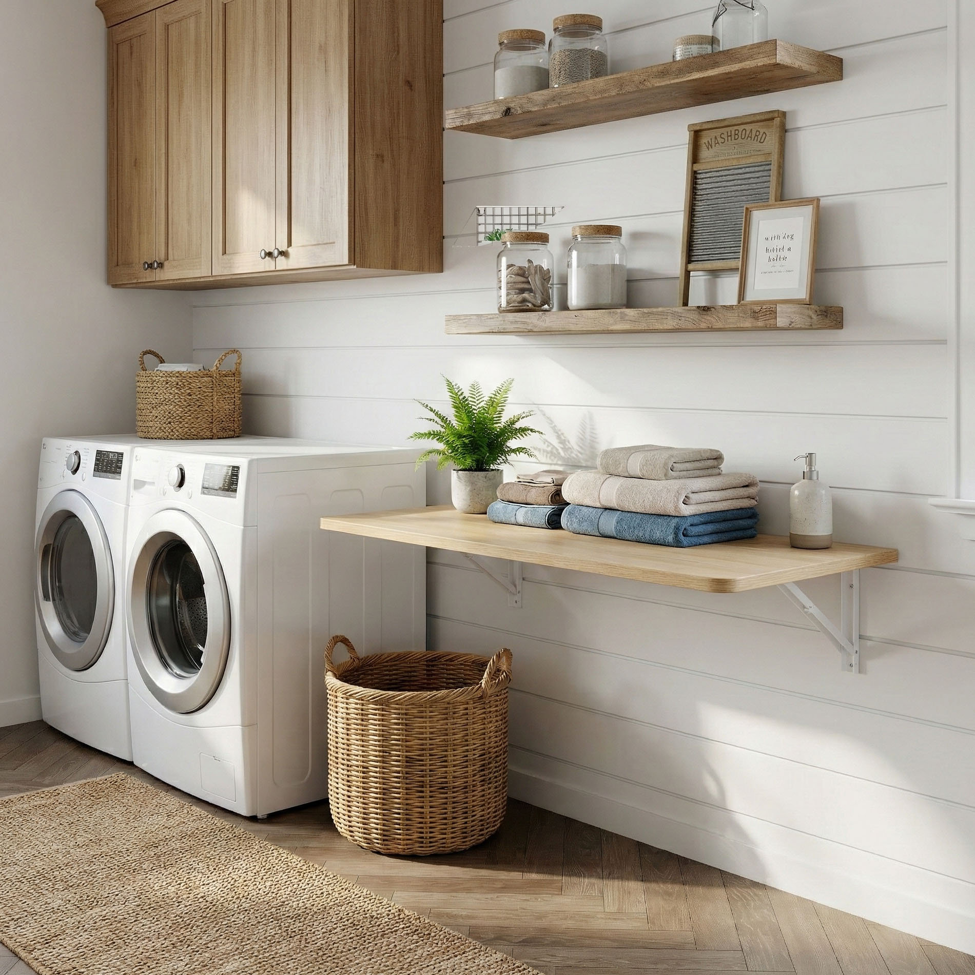 Ebern Designs Cleanline Drop-leaf Laundry Table, Wall-mounted Utility ...