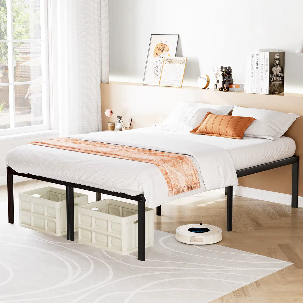 Alwyn Home Metal Bed Frame, Platform Bedroom Frame with Storage, Steel ...