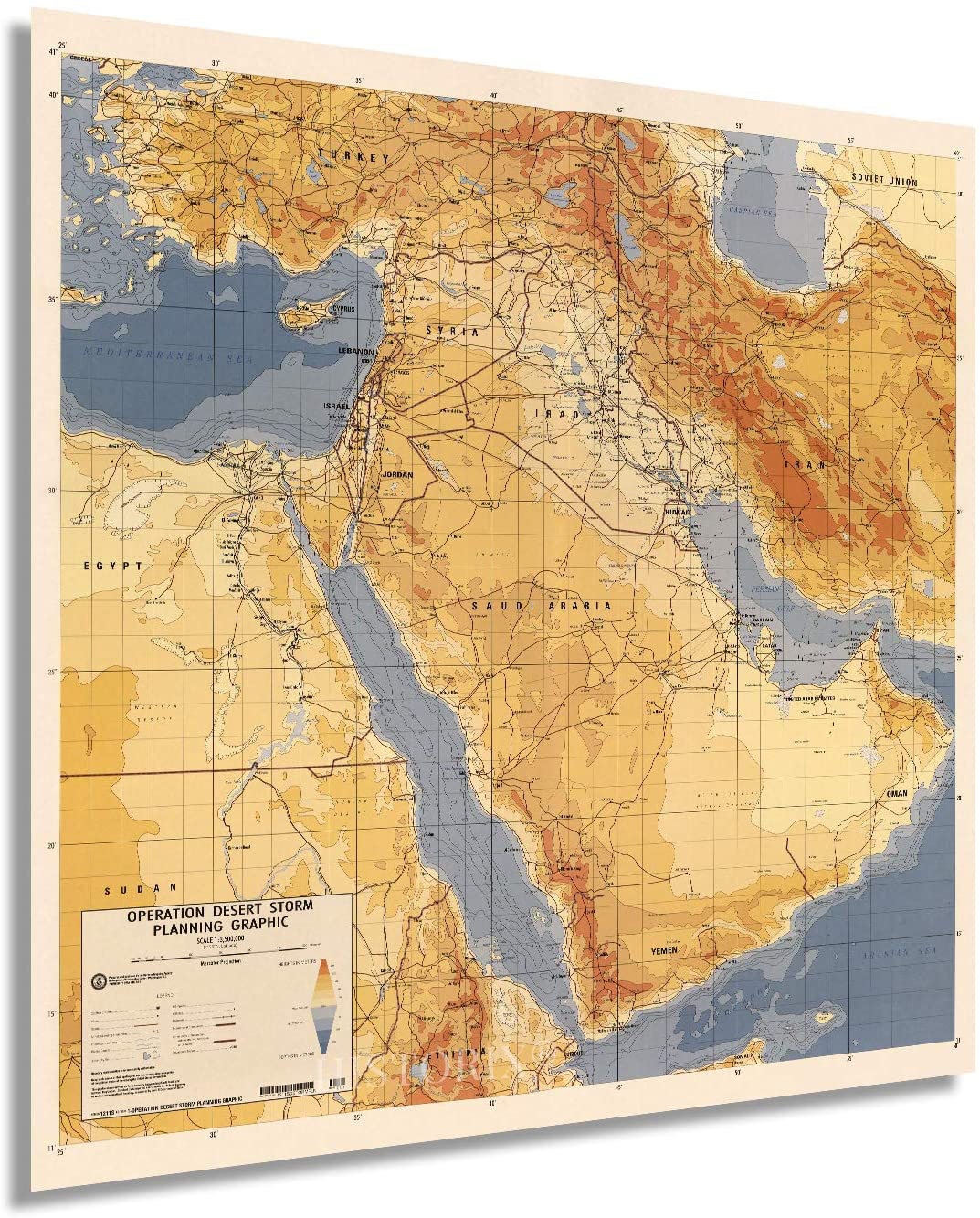 HISTORIC PRINTS Historix 1991 Operation Desert Storm Map - 24X24 Inch ...
