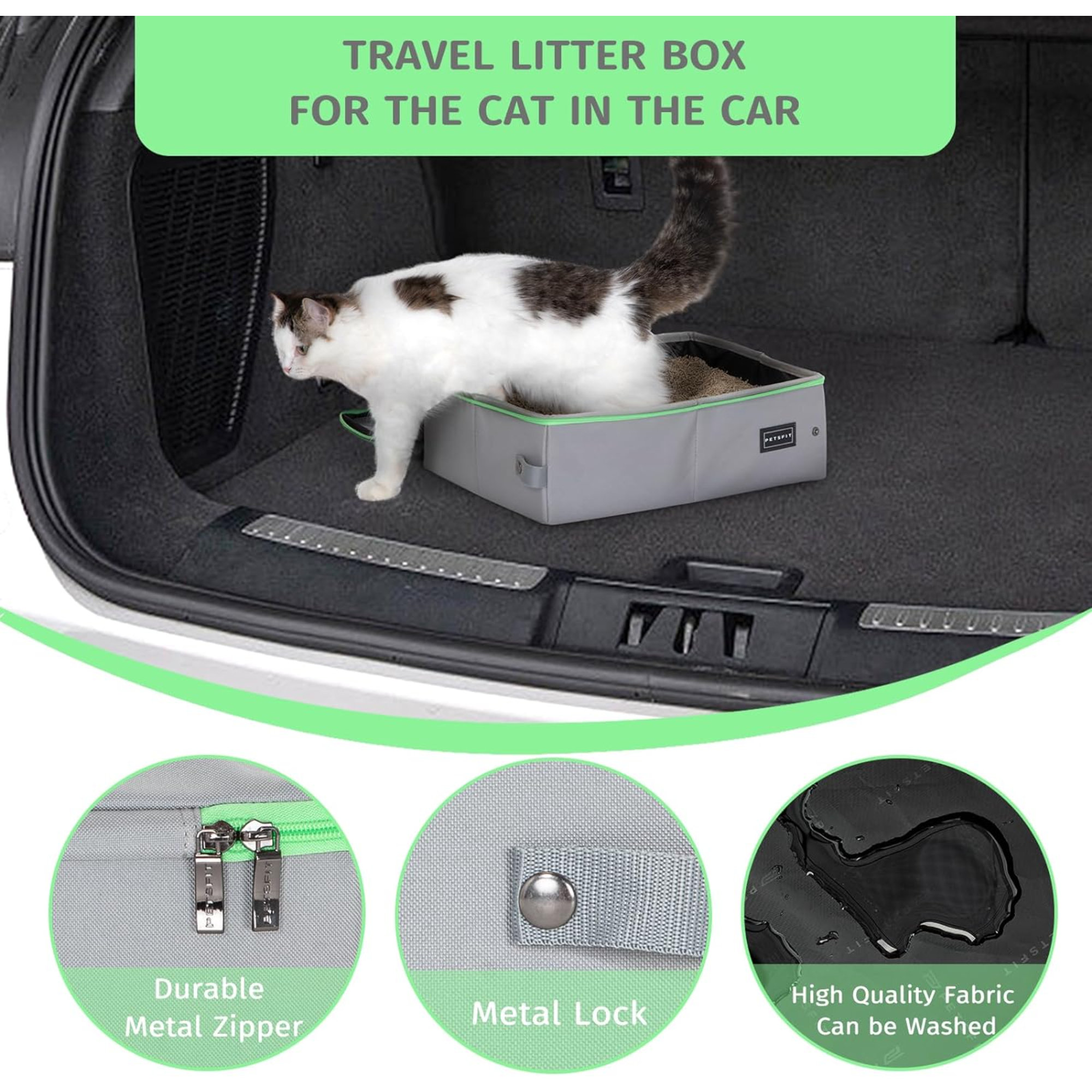 ToccoLeggero Travel Portable Cat Litter Box With Lid For Medium Cats ...