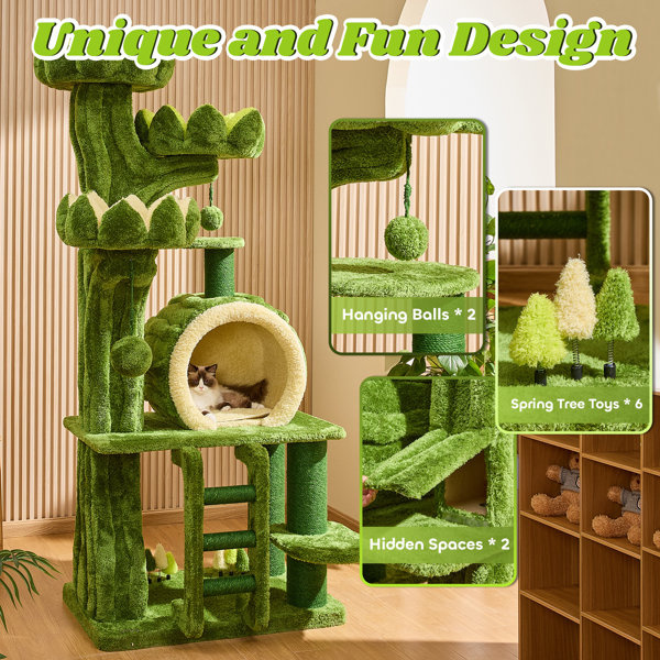 Zalap 80.3 Inch Tall Cat Tree for Maine Coon, Lotus Flower Cat Tower ...
