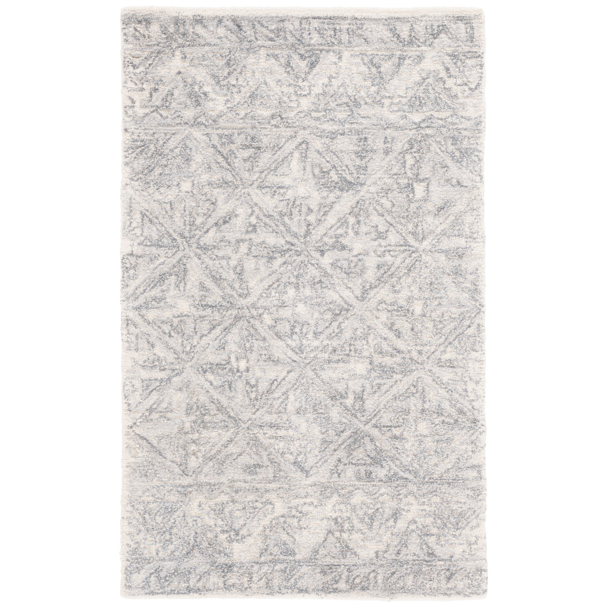 Union Rustic Jamyra Hand Tufted Wool/Cotton Geometric Rug in Ivory/Gray ...