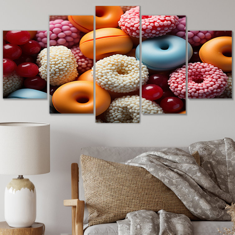 Ebern Designs " Colorful Pop Art Candy II " 5 - Pieces on Canvas | Wayfair