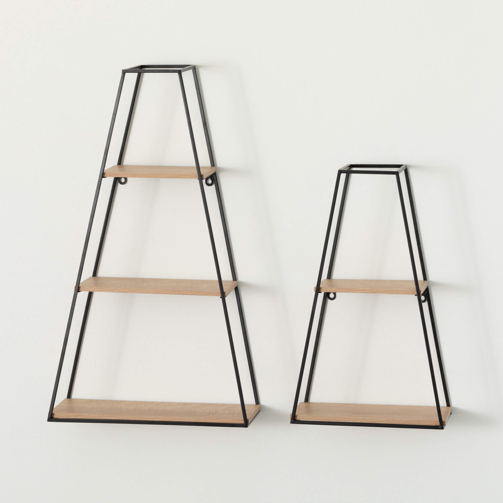 17 Stories Sullivans Pyramid Wall Plant Shelves Set of 2, 27.25"H & 19. ...