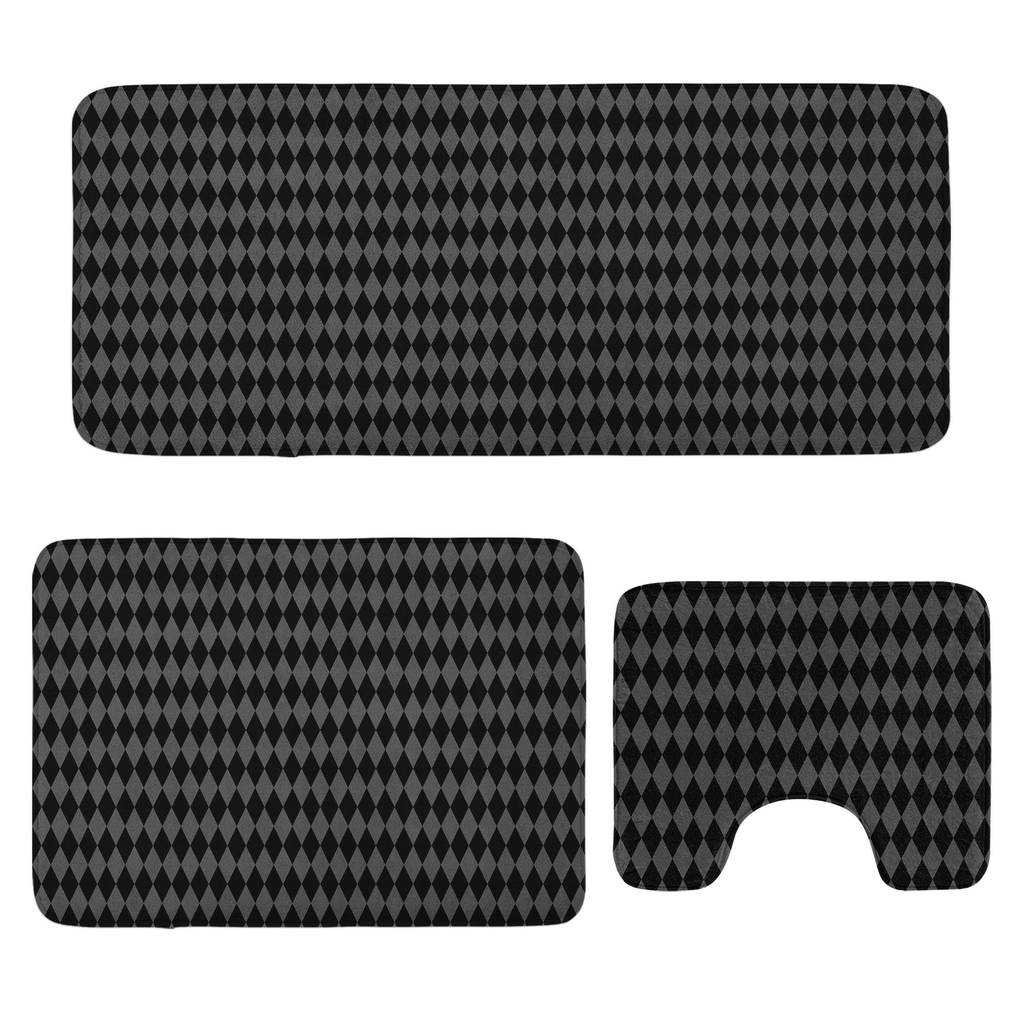 George Oliver Charcoal Bathroom Rug Set 3 Pieces U-Shape & Rectangle ...